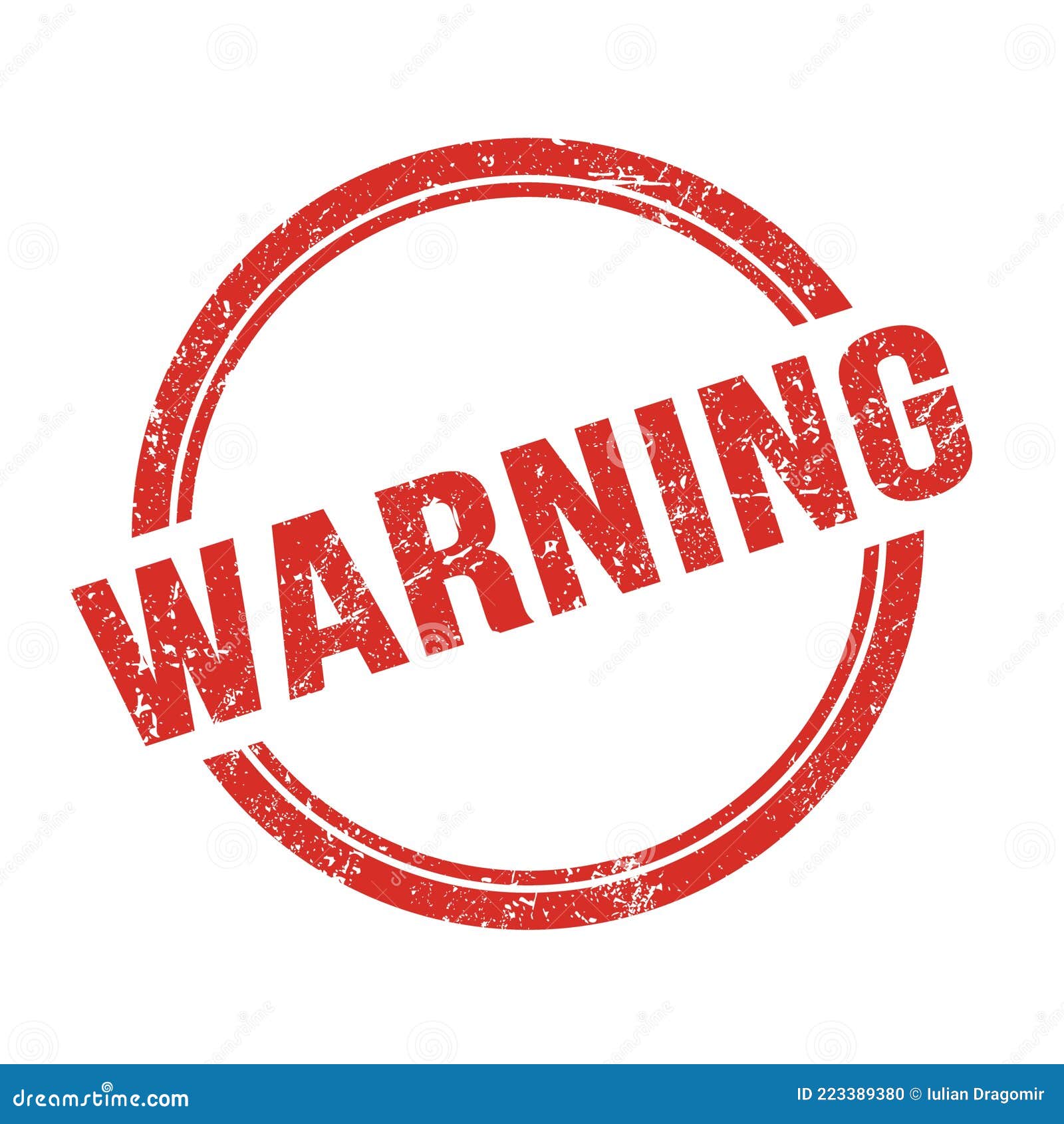WARNING Text Written on Red Grungy Round Stamp Stock Illustration ...