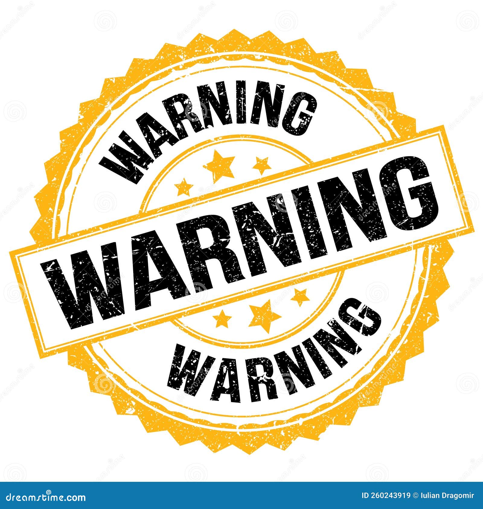WARNING Text on Yellow-black Round Stamp Sign Stock Illustration ...