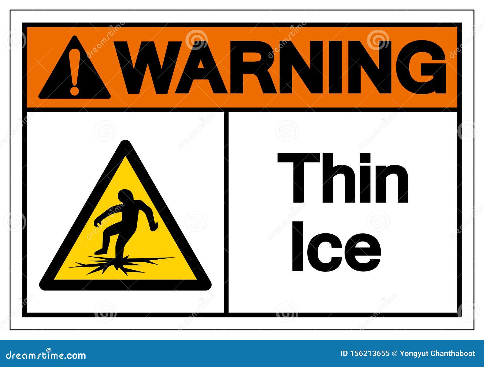 Warning Thin Ice Symbol Sign ,Vector Illustration, Isolate on White ...