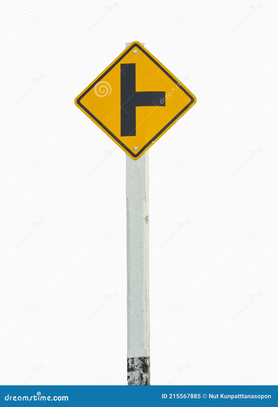 Three Way Junction Warning Sign Board, Intersection Traffic Sign On The ...