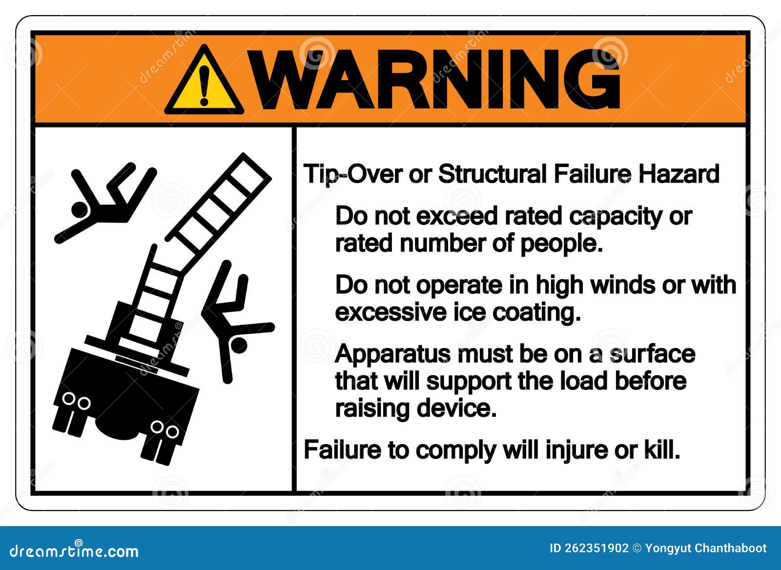 Warning Tip-Over or Structural Failure Hazard Symbol Sign, Vector ...