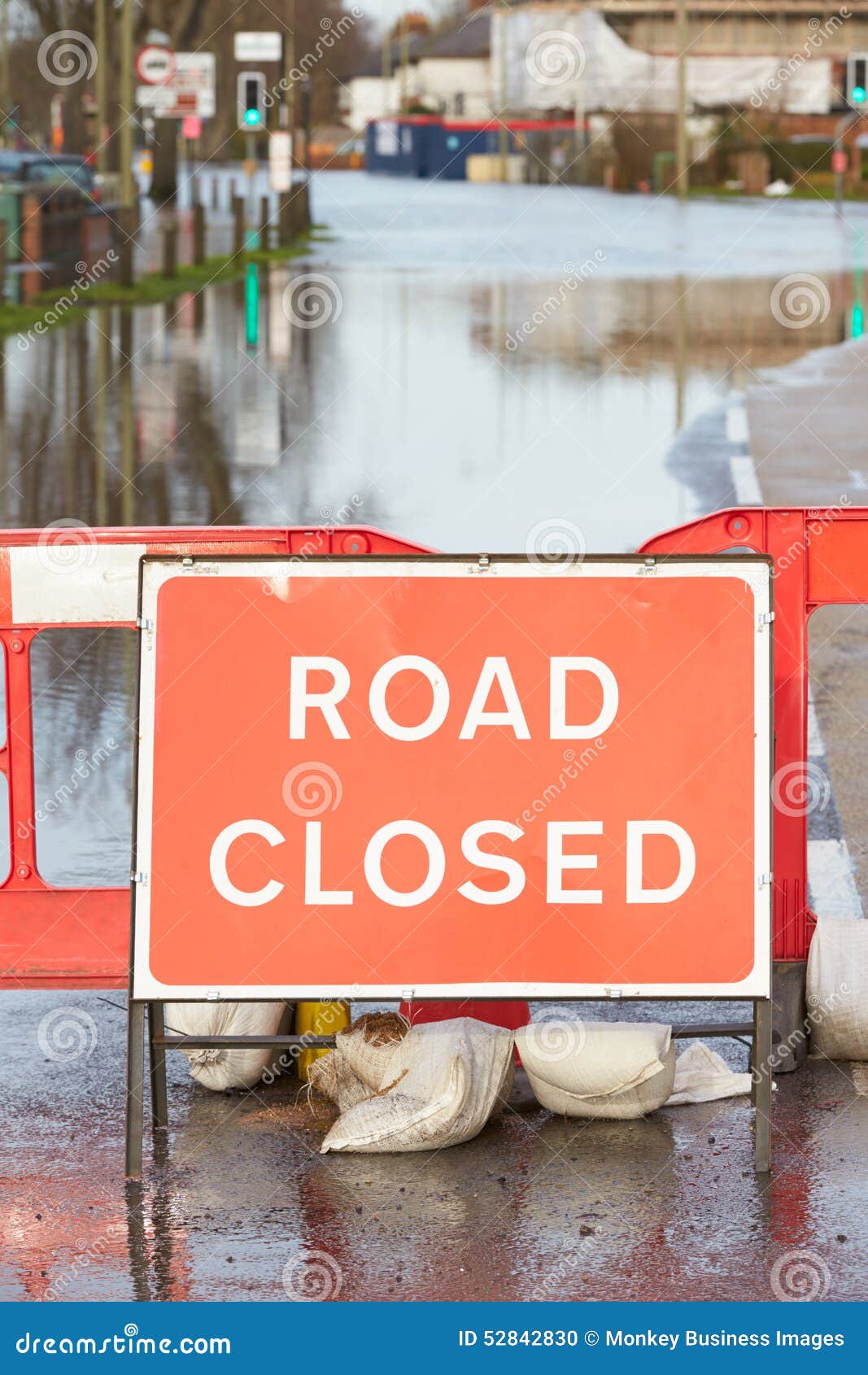 Warning Traffic Sign on Flooded Road Stock Photo - Image of natural ...