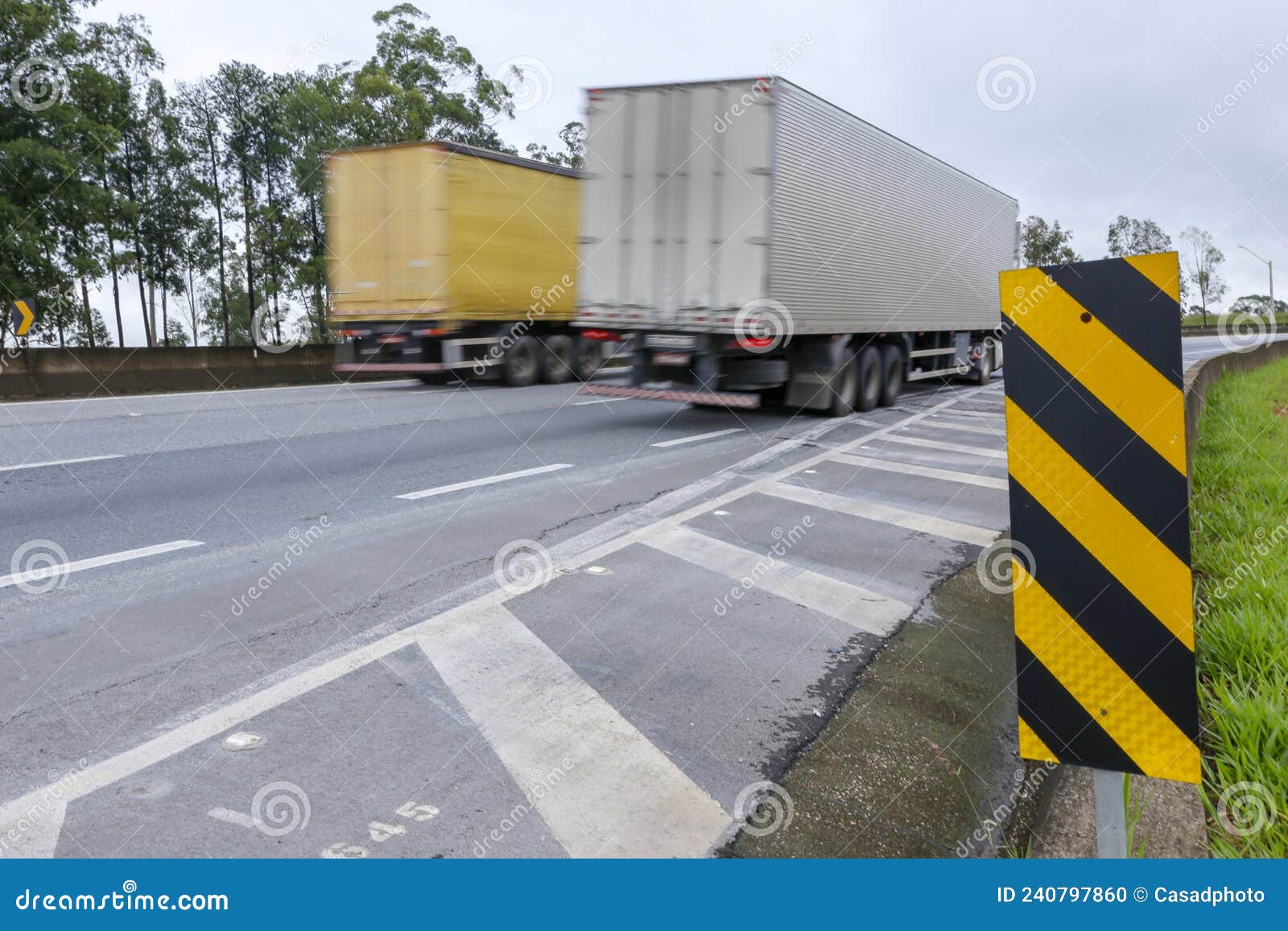 Warning Traffic Sign on the Highway Stock Photo - Image of road ...