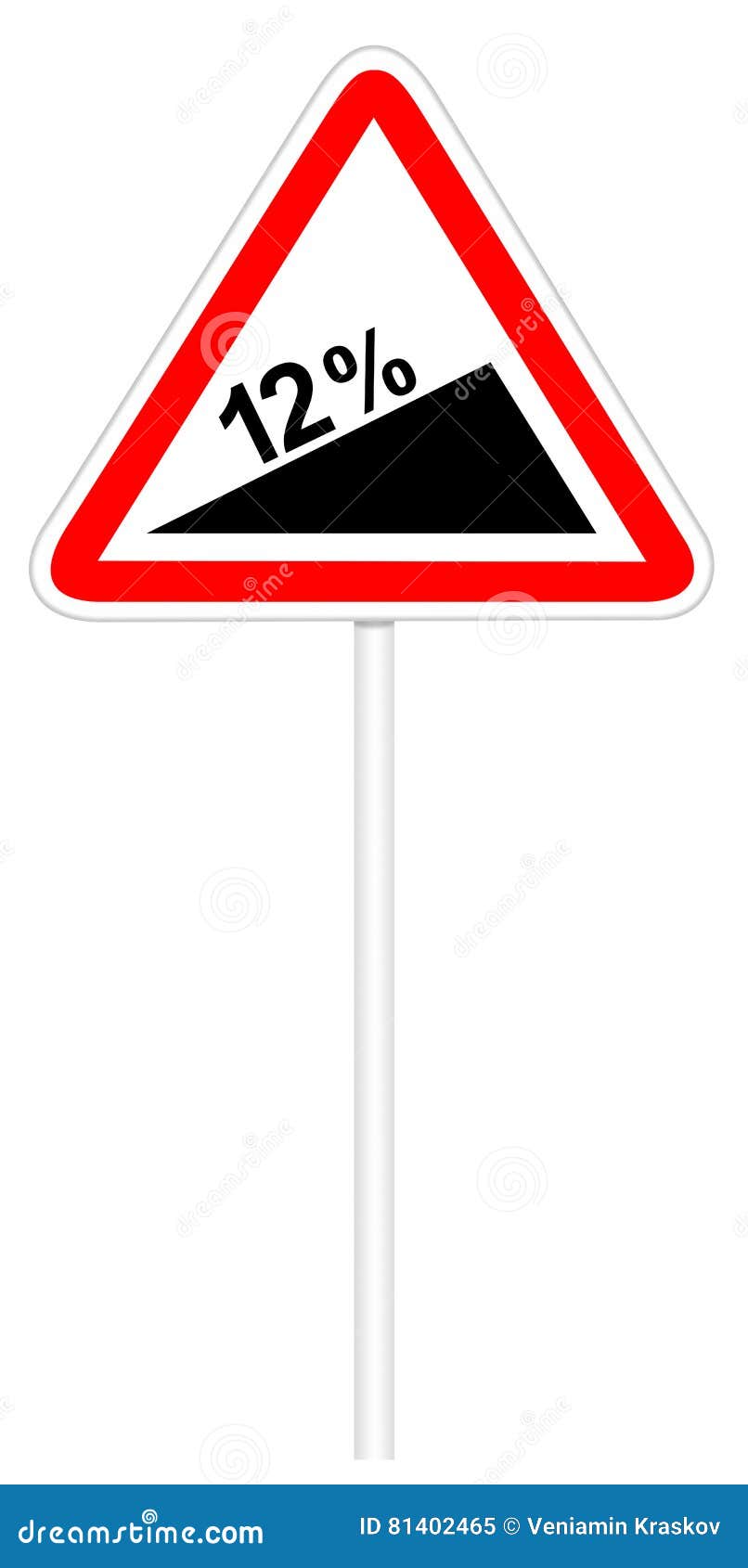 Warning Traffic Sign - Steep Climb Stock Illustration - Illustration of ...