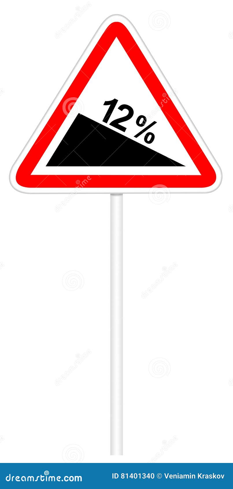 Warning Traffic Sign - Steep Descent Stock Illustration - Illustration ...