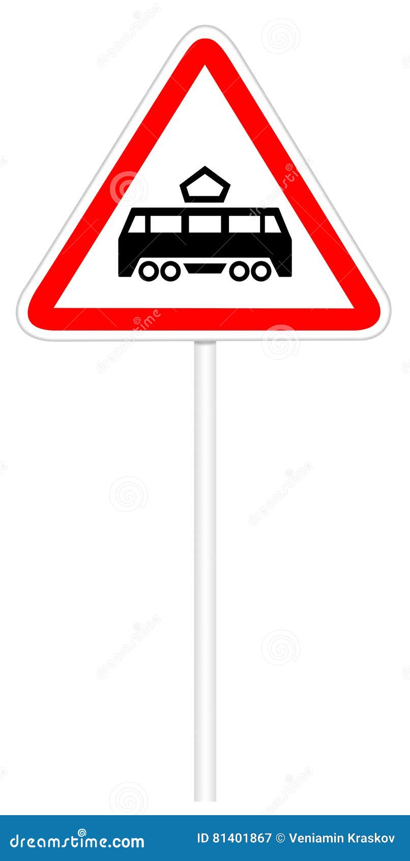 Warning Traffic Sign - Tramway Stock Illustration - Illustration of ...