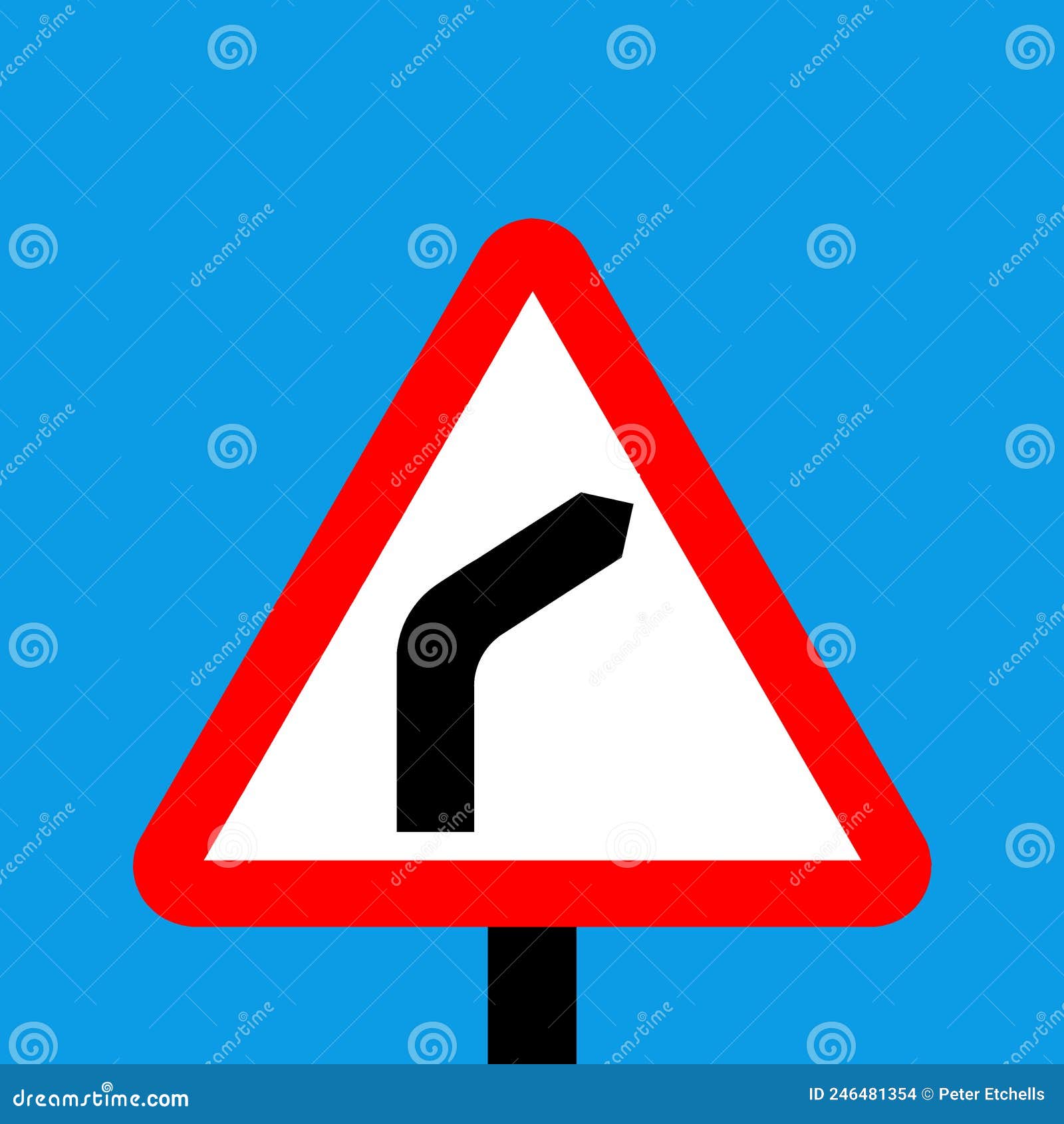 Warning Triangle Bend To Right Stock Illustration - Illustration of ...