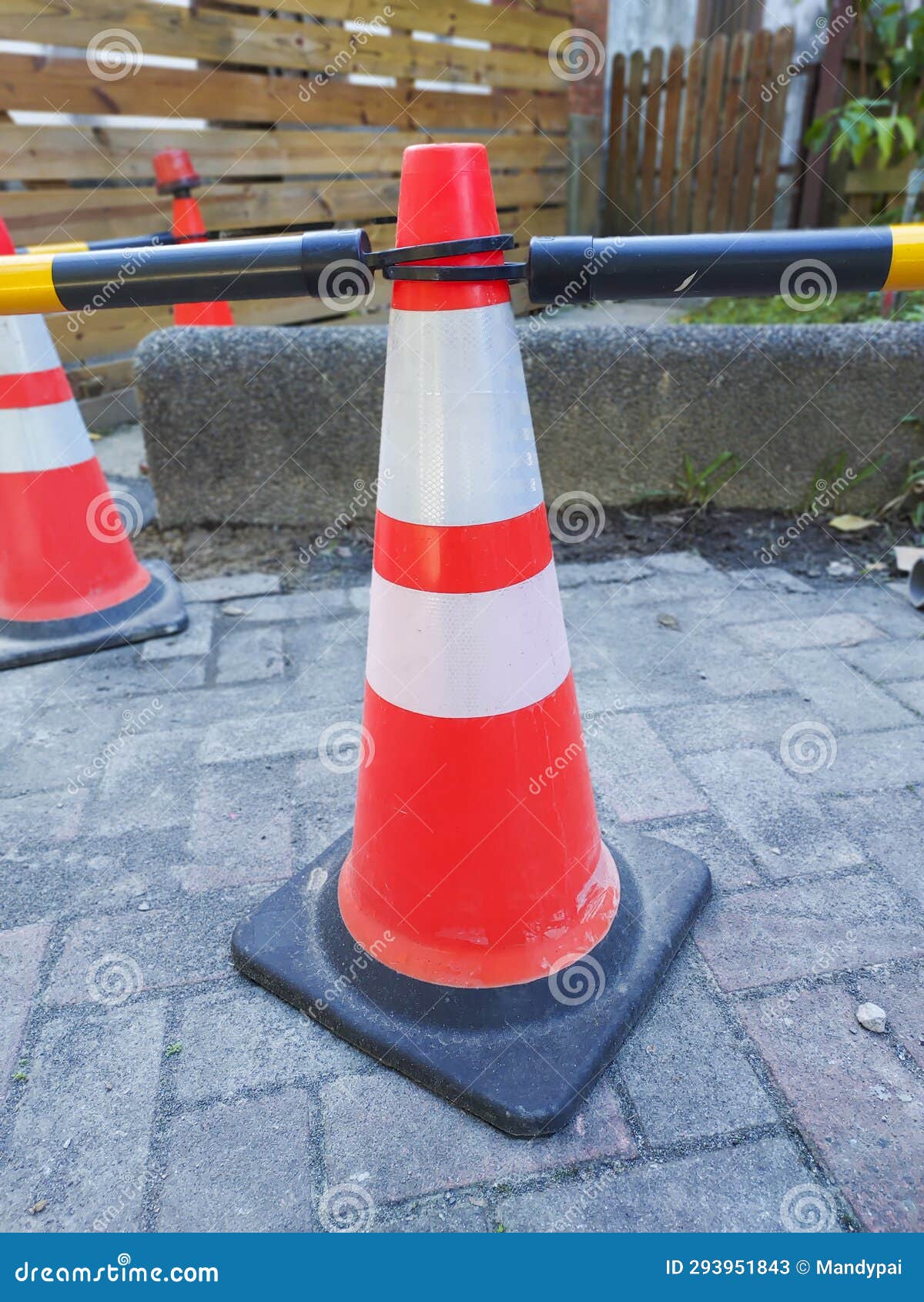 Warning Triangle Cones Placed for Road Construction Work. Stock Image ...