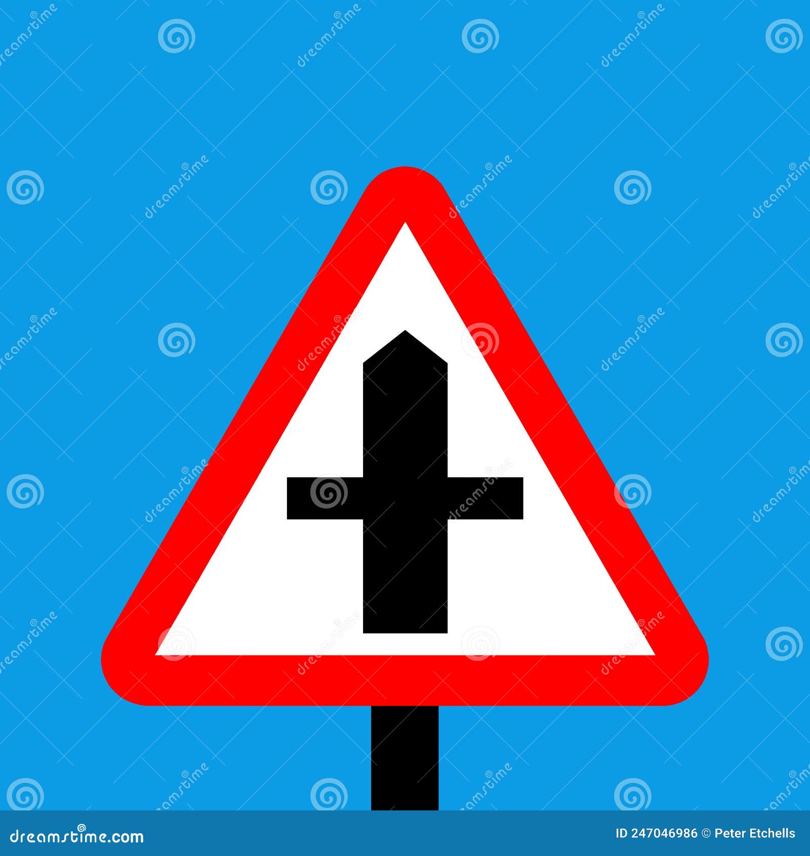 Warning Triangle Crossroads Stock Illustration - Illustration of ...