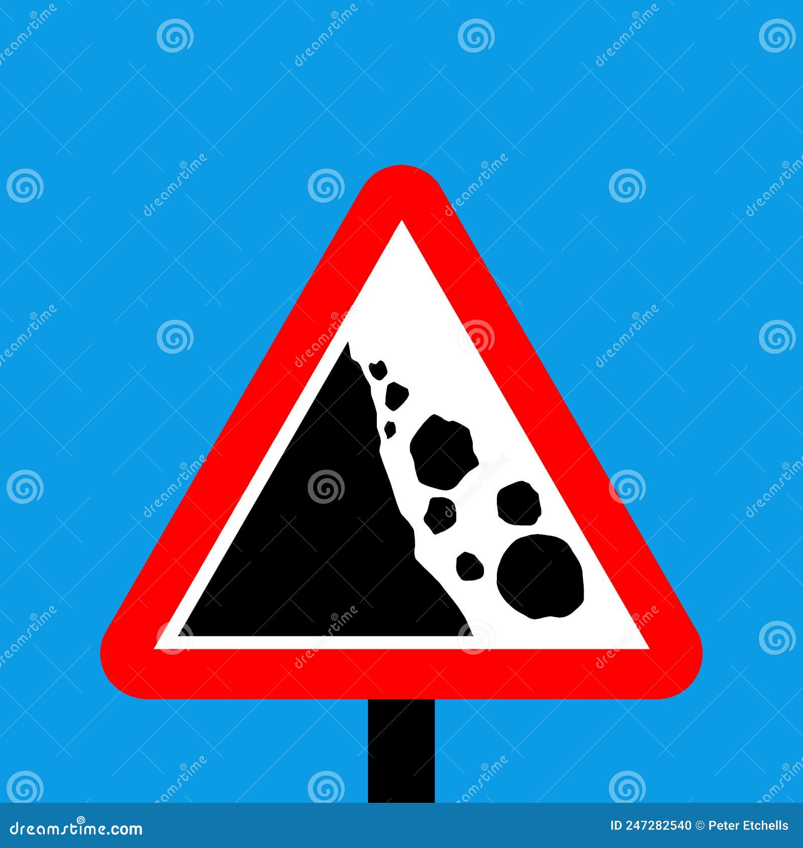 Warning Triangle Falling or Fallen Rocks Sign Stock Illustration ...