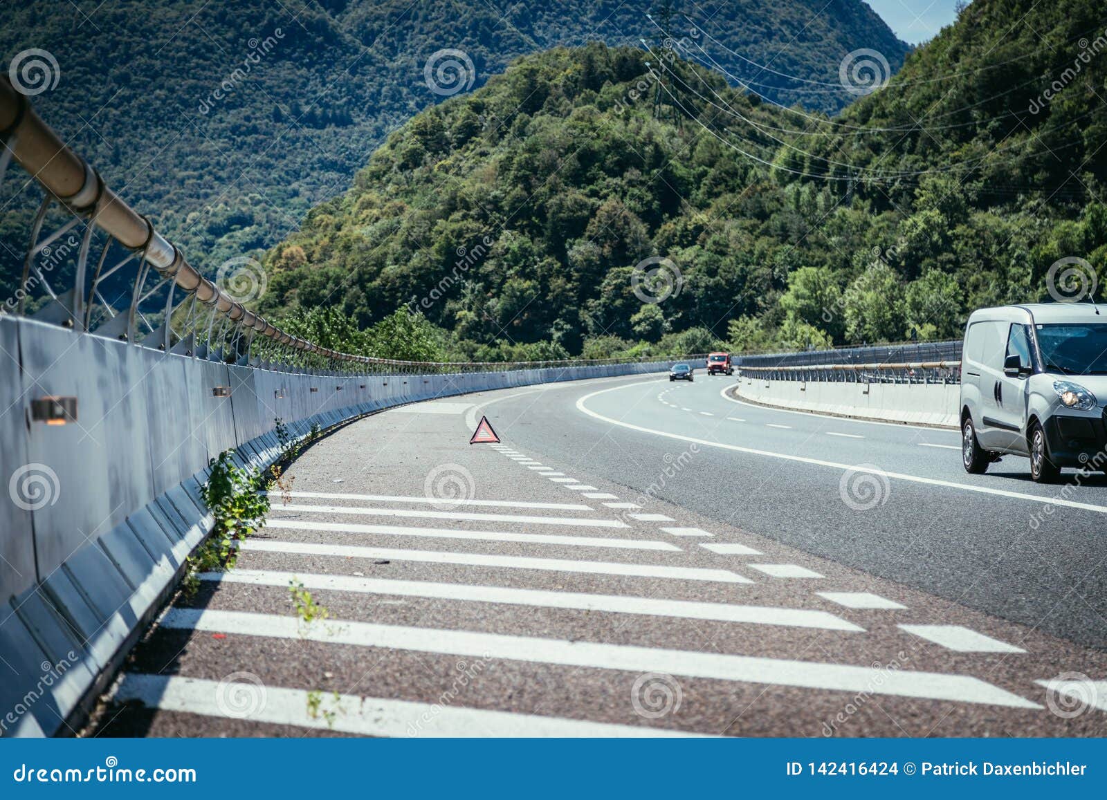 Warning Triangle on the Highway, Safety Stock Photo - Image of danger ...