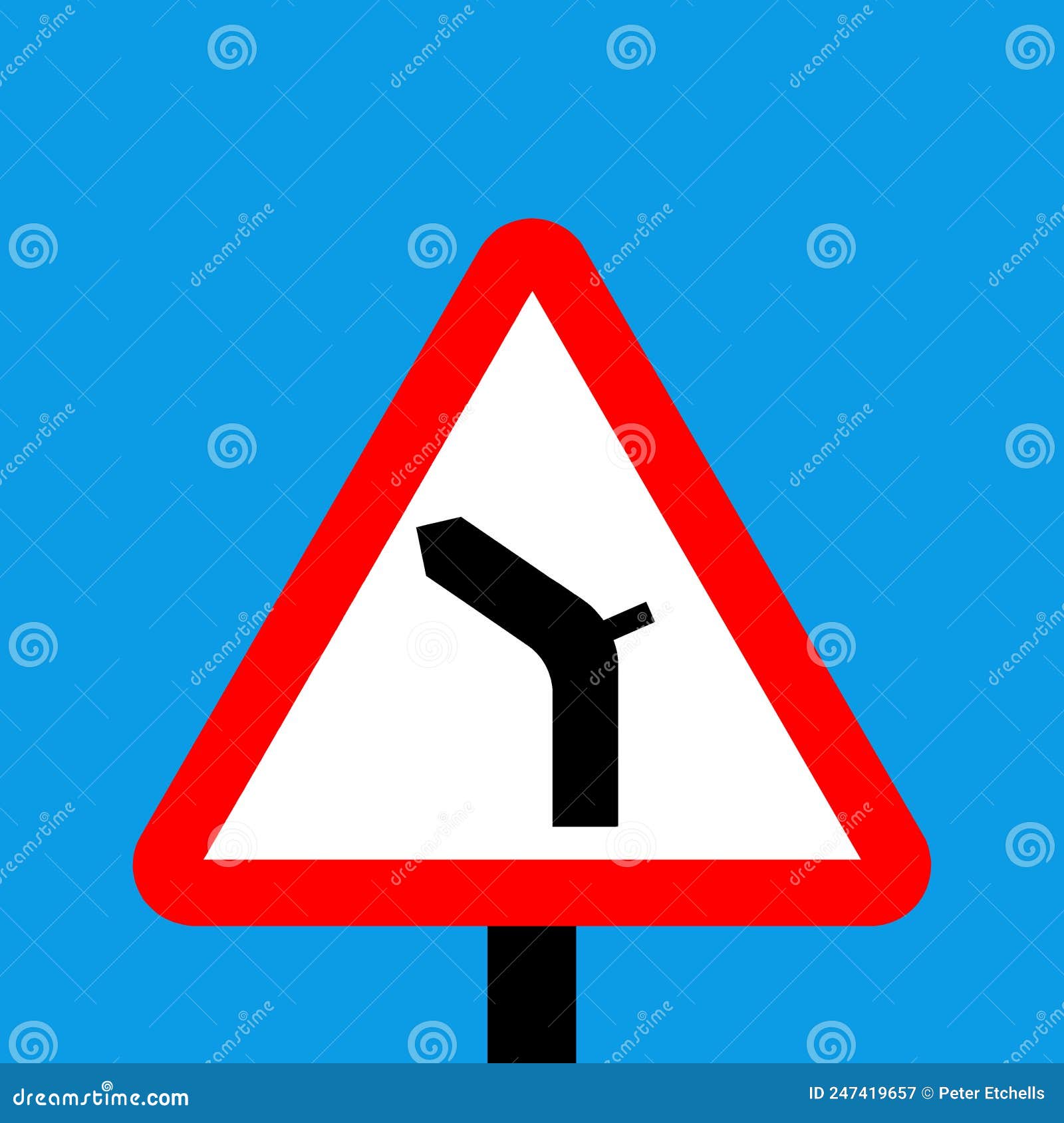 Warning Triangle Junction on Bend To Left Stock Illustration ...