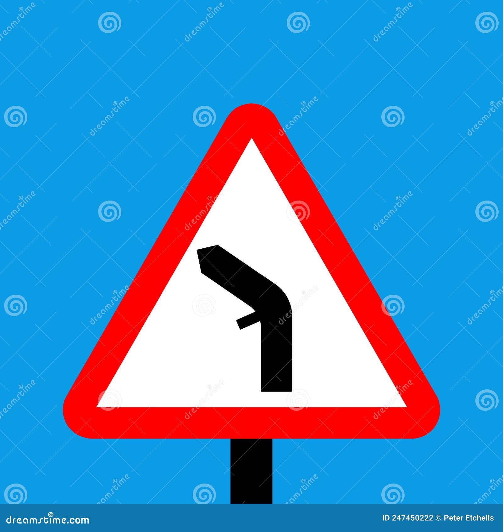 Warning Triangle Junction on Bend Stock Illustration - Illustration of ...