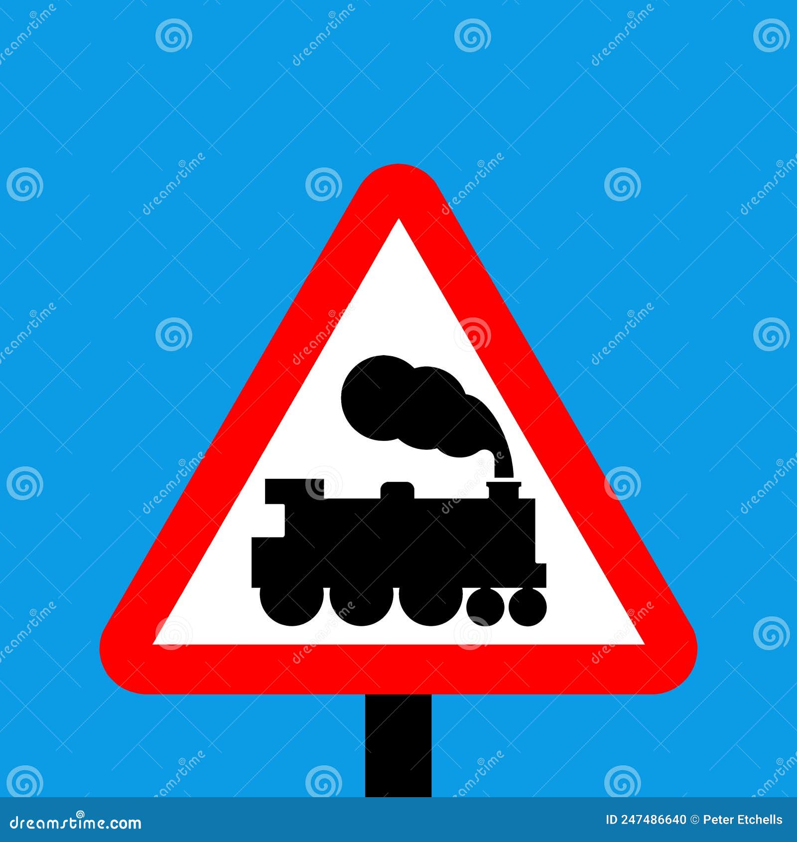 Warning Triangle Level Crossing without Barrier or Gate Ahead Stock ...