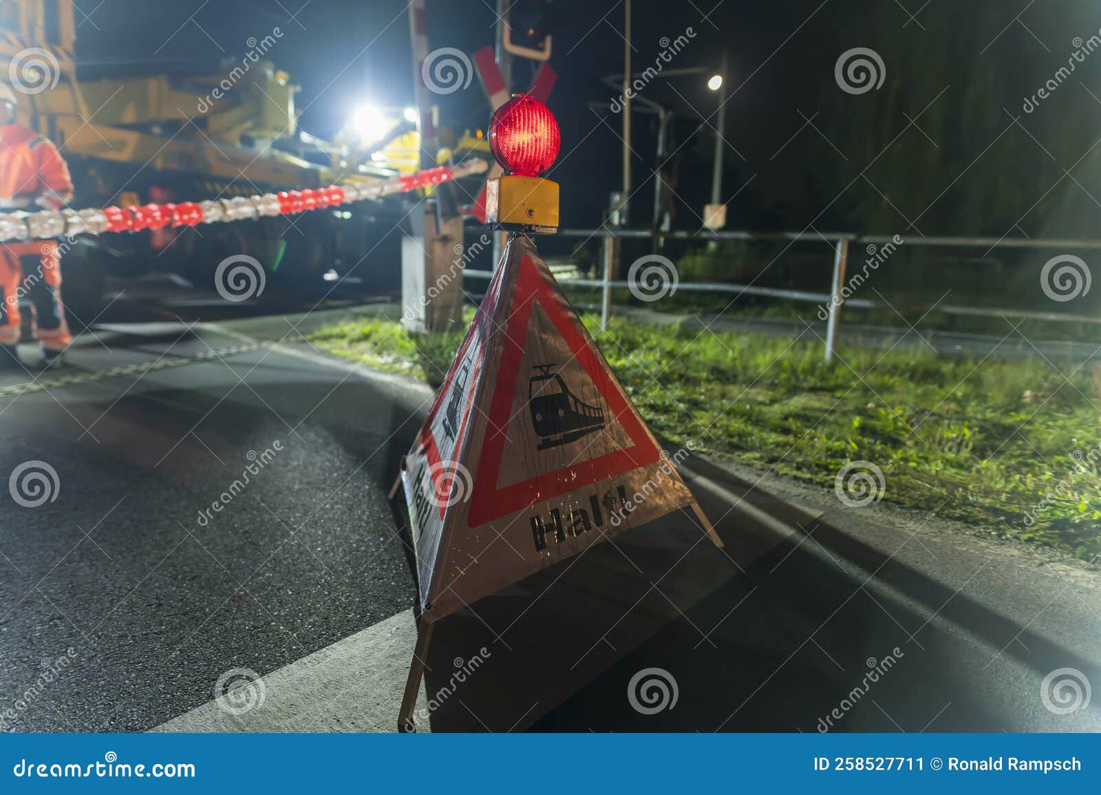 Warning Triangle at a Level Crossing Stock Image - Image of manually ...
