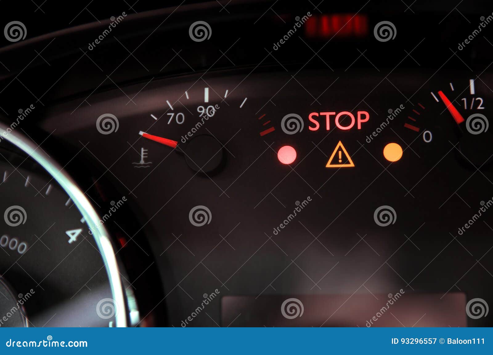 Warning triangle light and stock image. Image of auto - 93296557