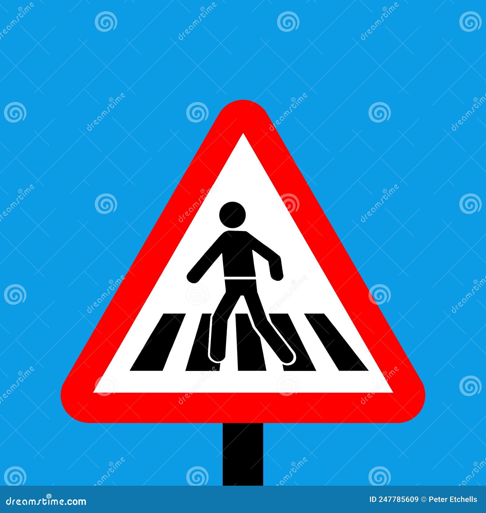 Warning Triangle Pedestrian Crossing Stock Vector - Illustration of ...