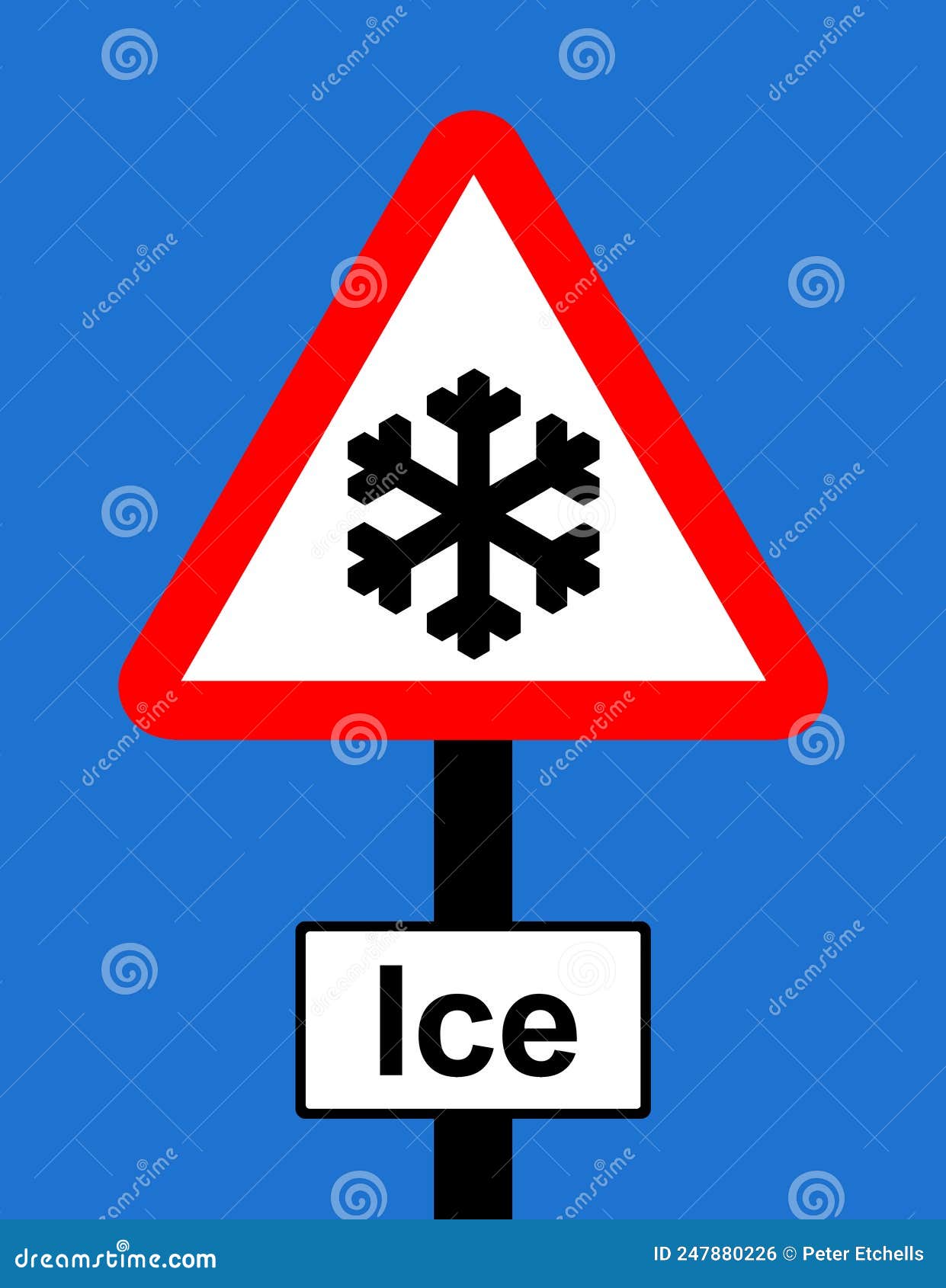 Warning Triangle Risk of Ice Sign Stock Vector - Illustration of black ...