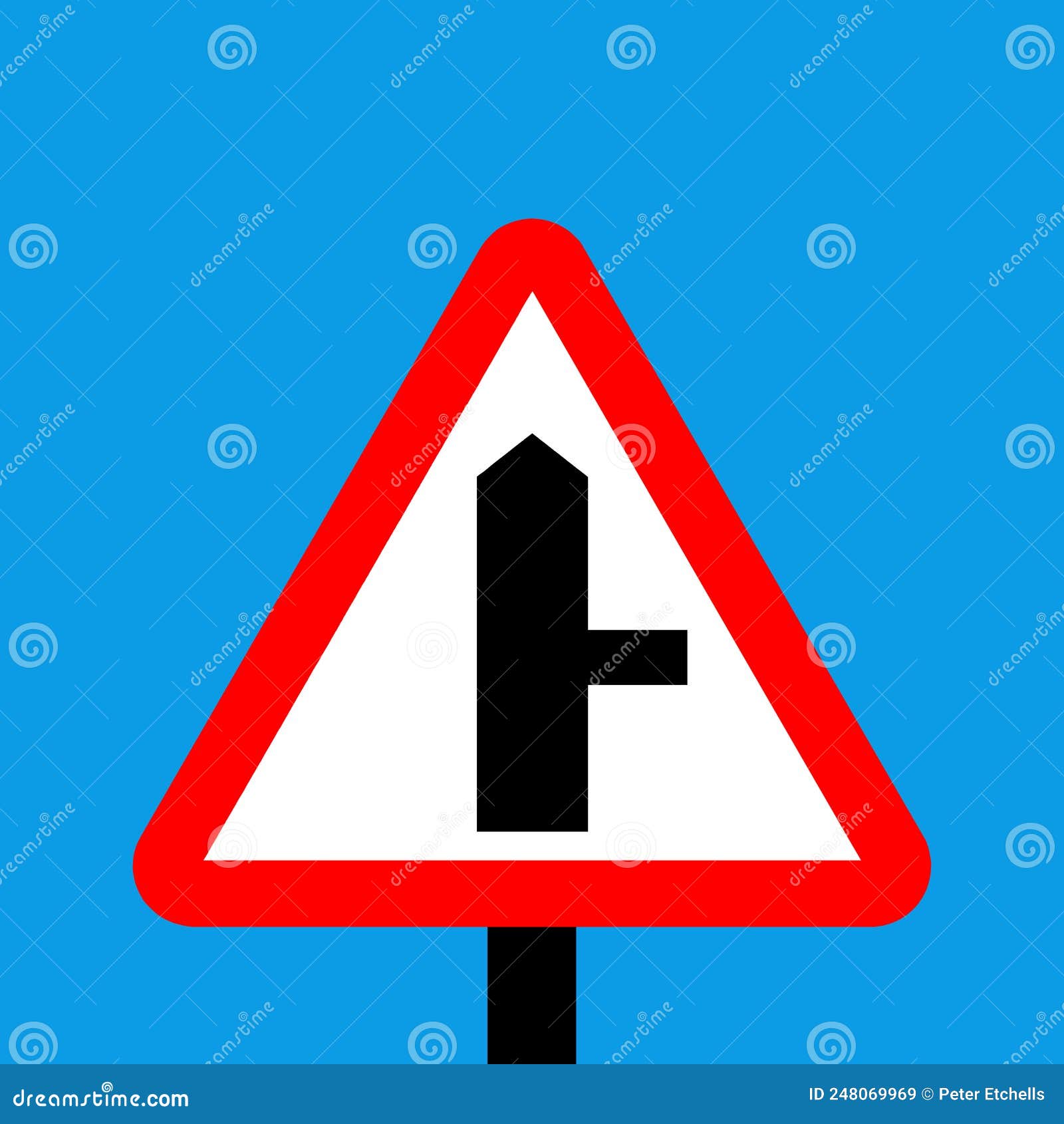 Warning triangle Side road stock illustration. Illustration of ...