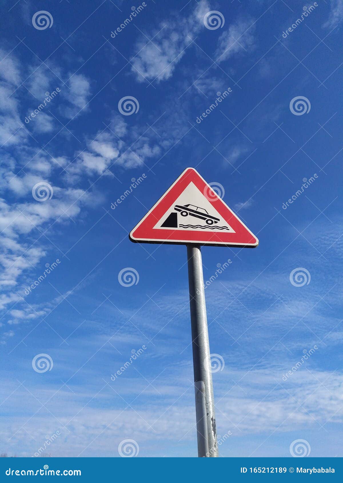 Warning Triangle Signal, Car into Water Stock Image - Image of triangle ...