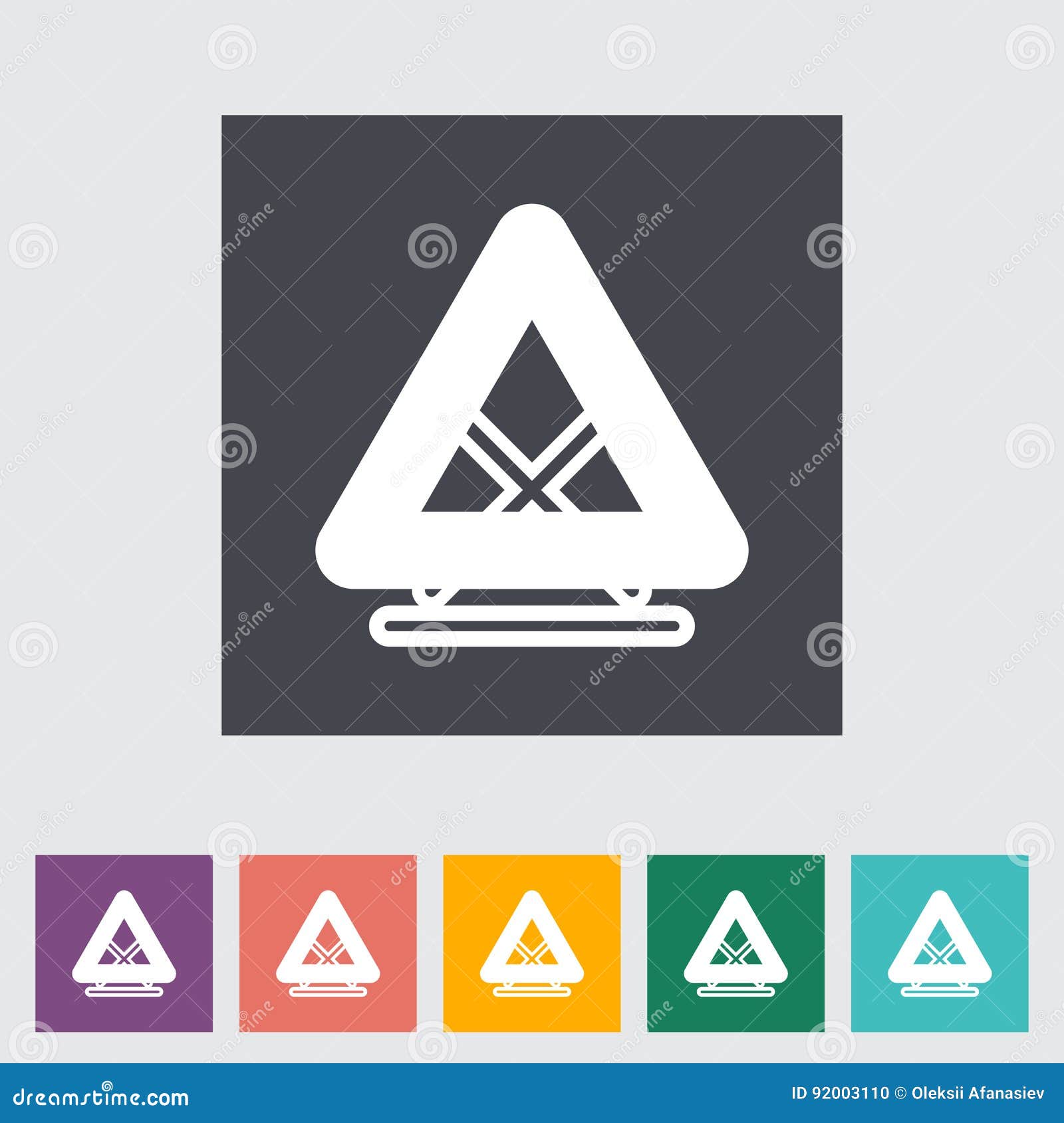 Warning Triangle Single Flat Icon. Stock Vector - Illustration of flat ...