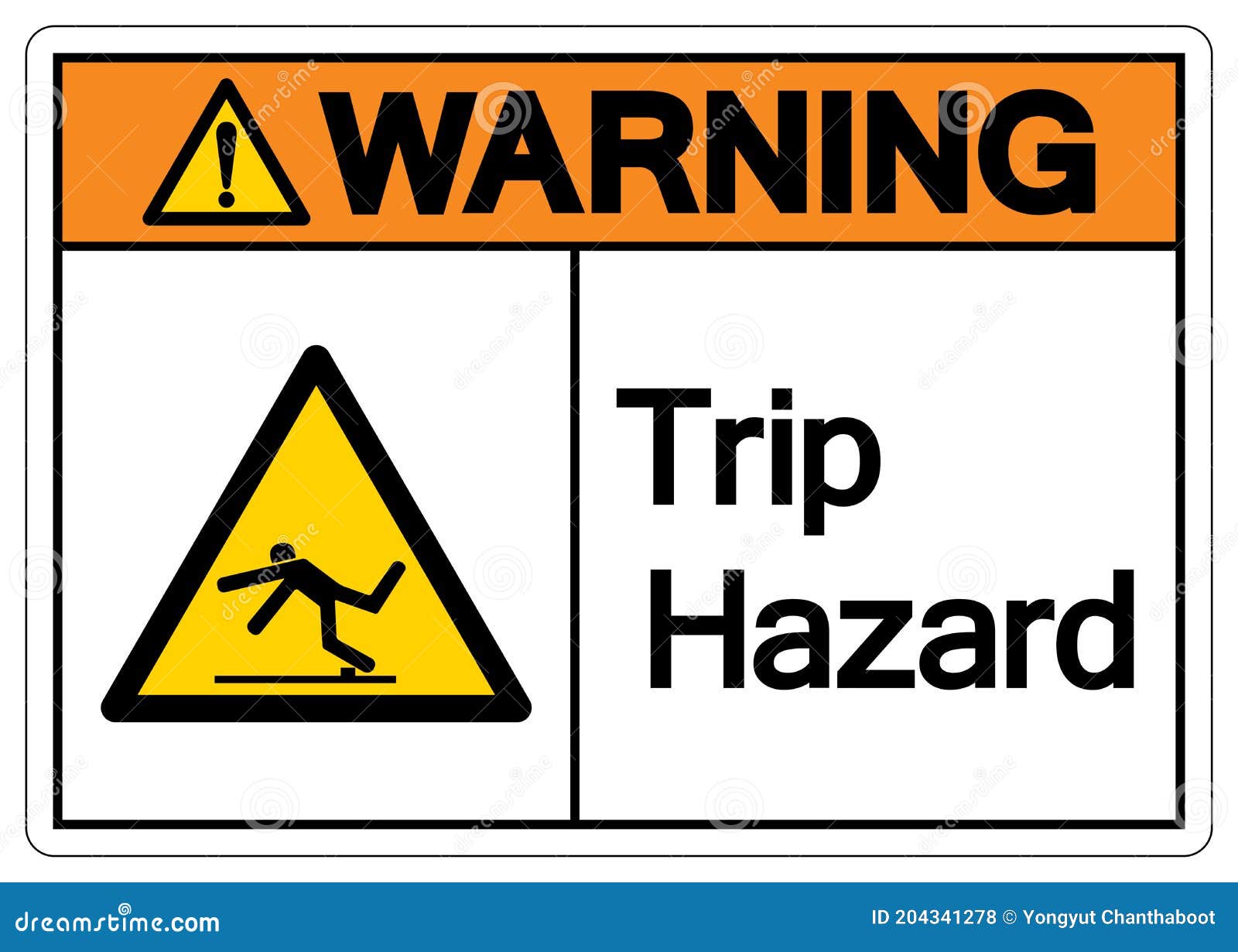 Warning Trip Hazard Watch Your Step Symbol, Vector Illustration ...