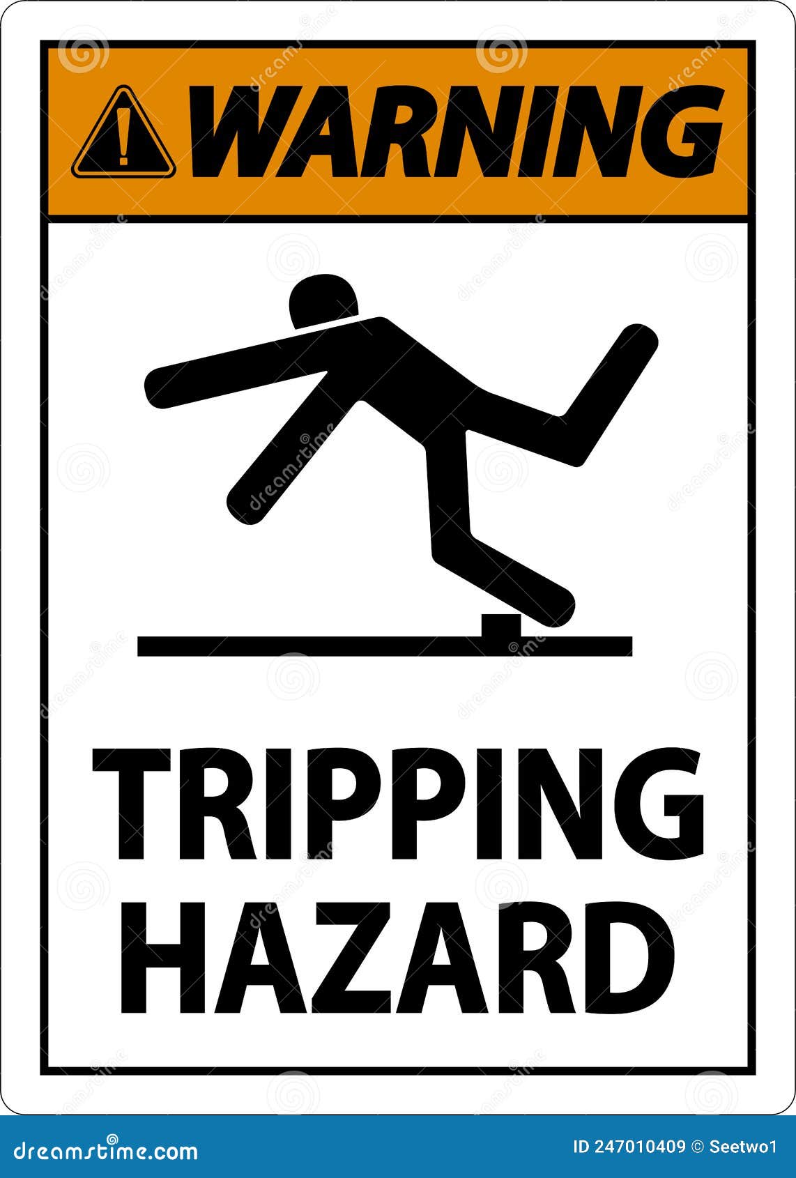 Warning Tripping Hazard Sign on White Background Stock Vector ...