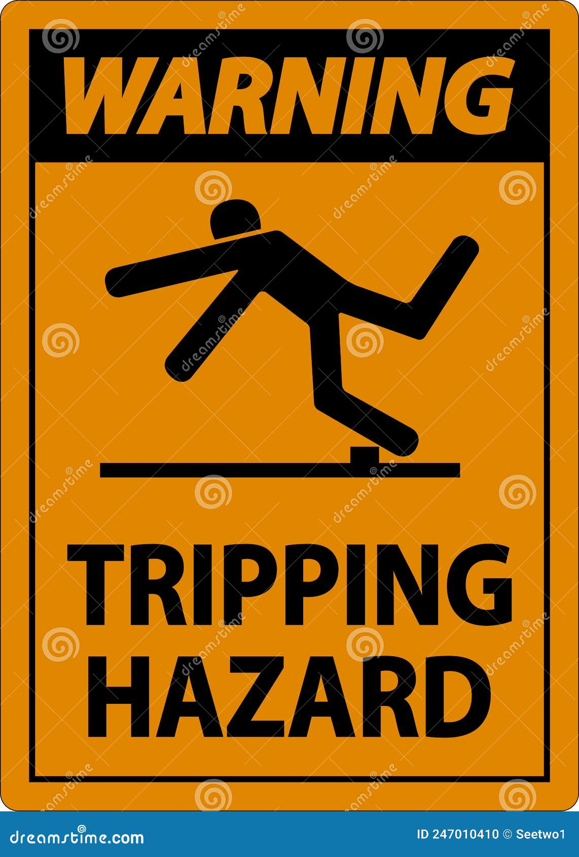 Warning Tripping Hazard Sign on White Background Stock Vector ...