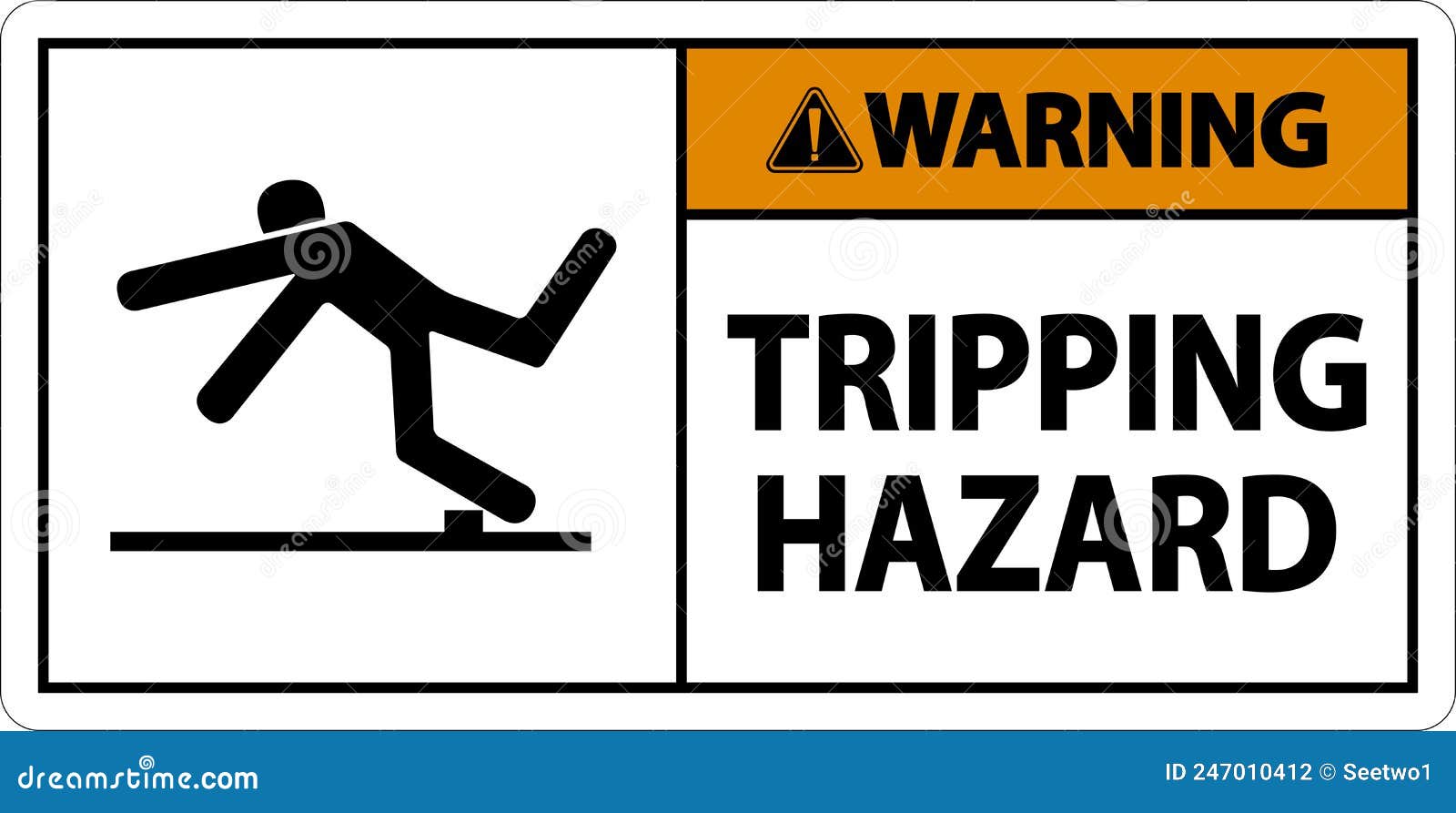 Warning Tripping Hazard Sign on White Background Stock Vector ...