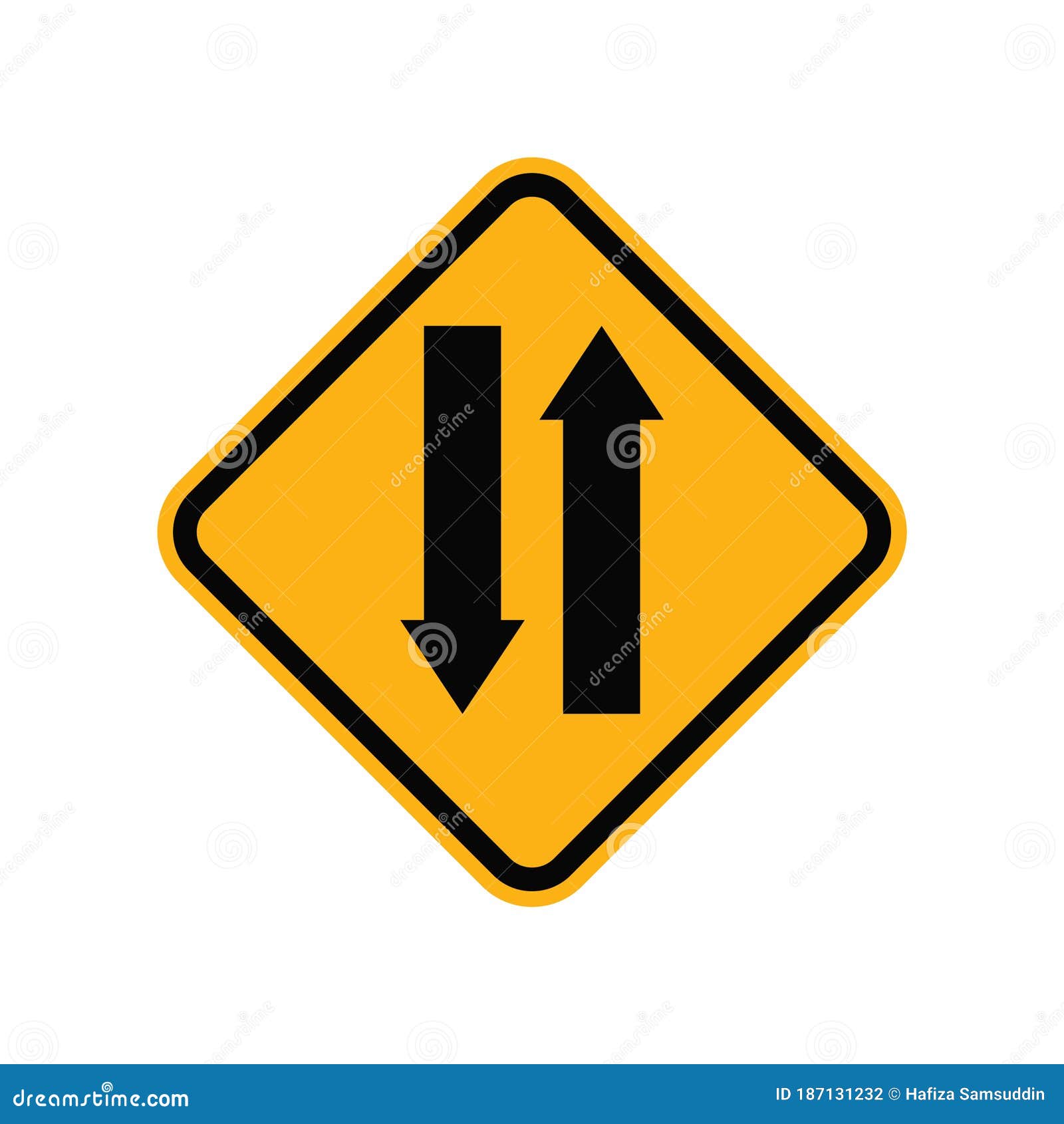 Warning Two-way Road Sign. Vector Illustration Decorative Design Stock ...