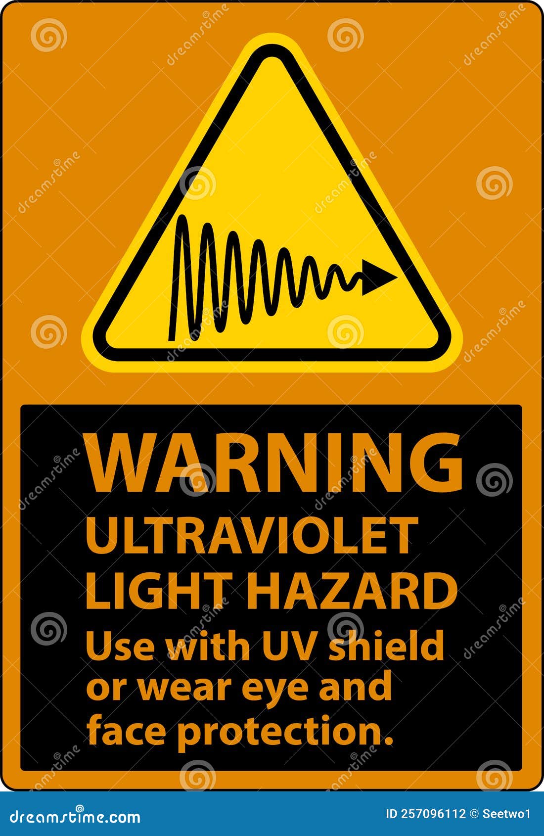 Warning Ultraviolet Light Hazard Label on White Background Stock Vector ...