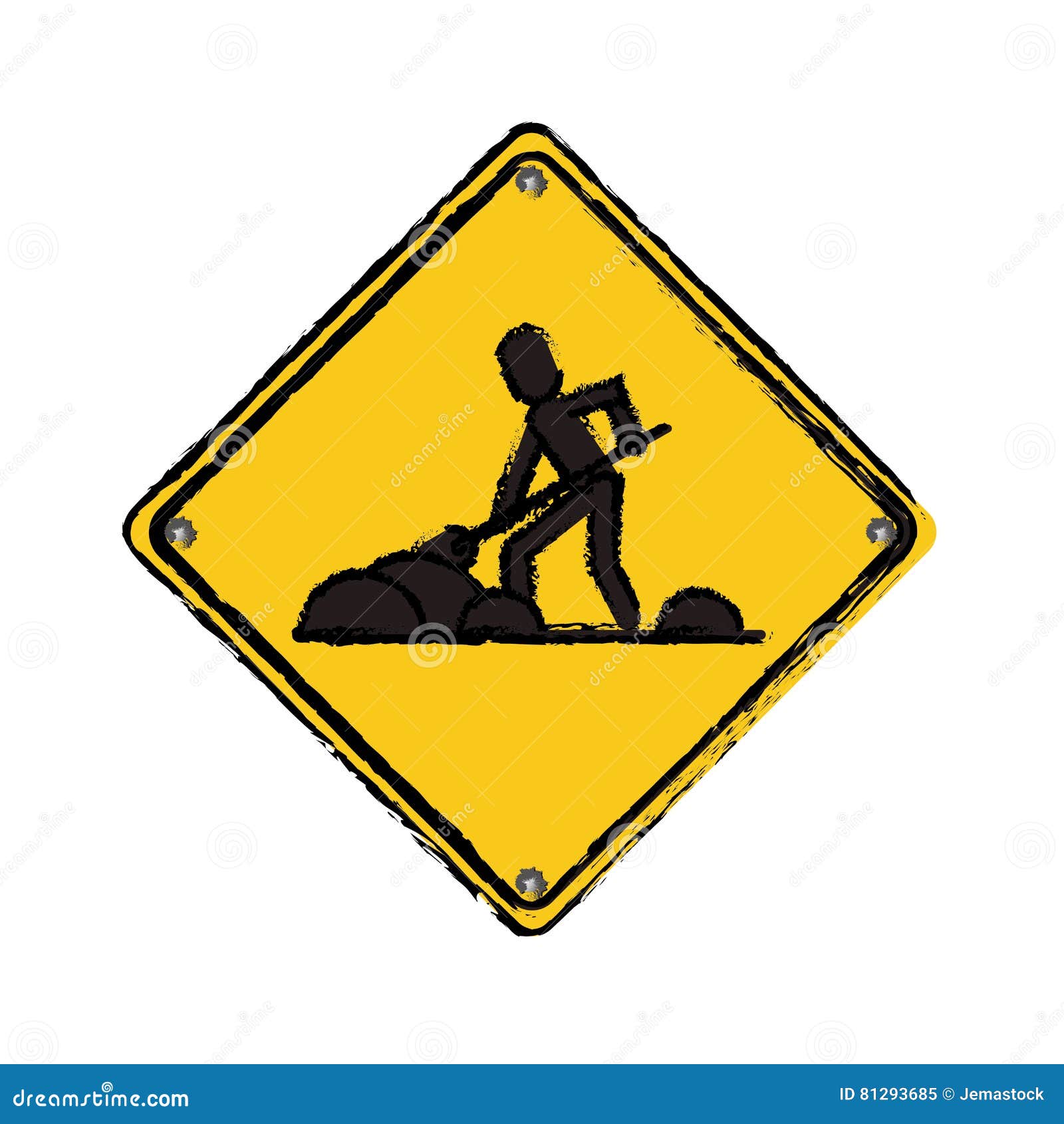 Warning Under Construction Repair Sign Drawing Stock Vector ...