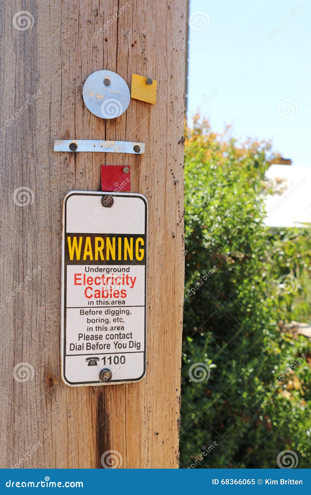 Warning, Underground Electricity Cables Sign Stock Image - Image of ...