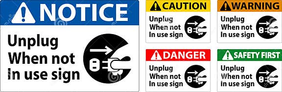 Warning Unplug when Not in Use Symbol Sign Stock Vector - Illustration ...