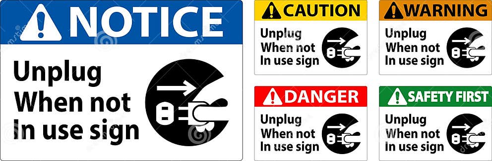 Warning Unplug when Not in Use Symbol Sign Stock Vector - Illustration ...