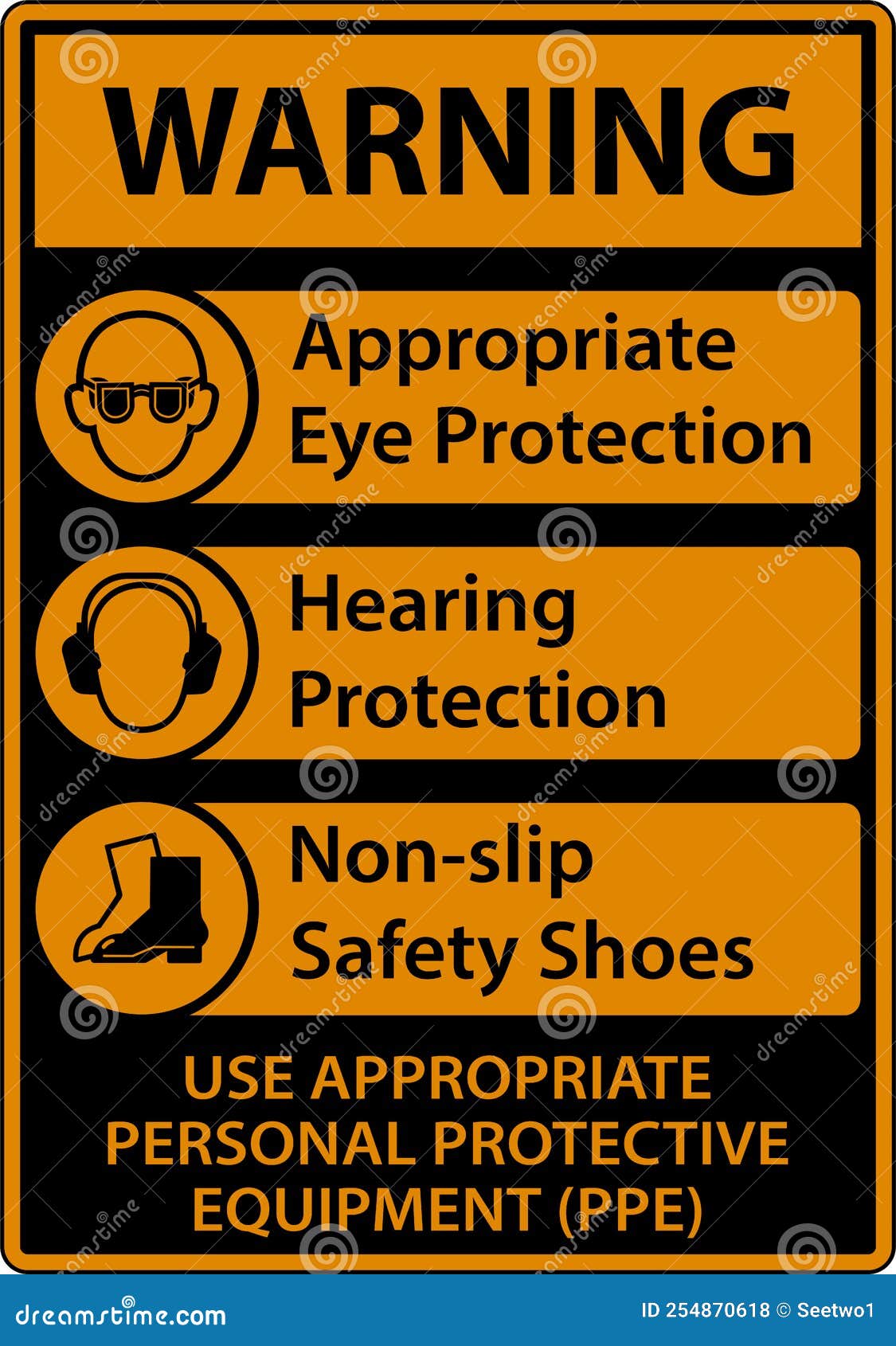 Warning Use Appropriate PPE Sign on White Background Stock Vector ...