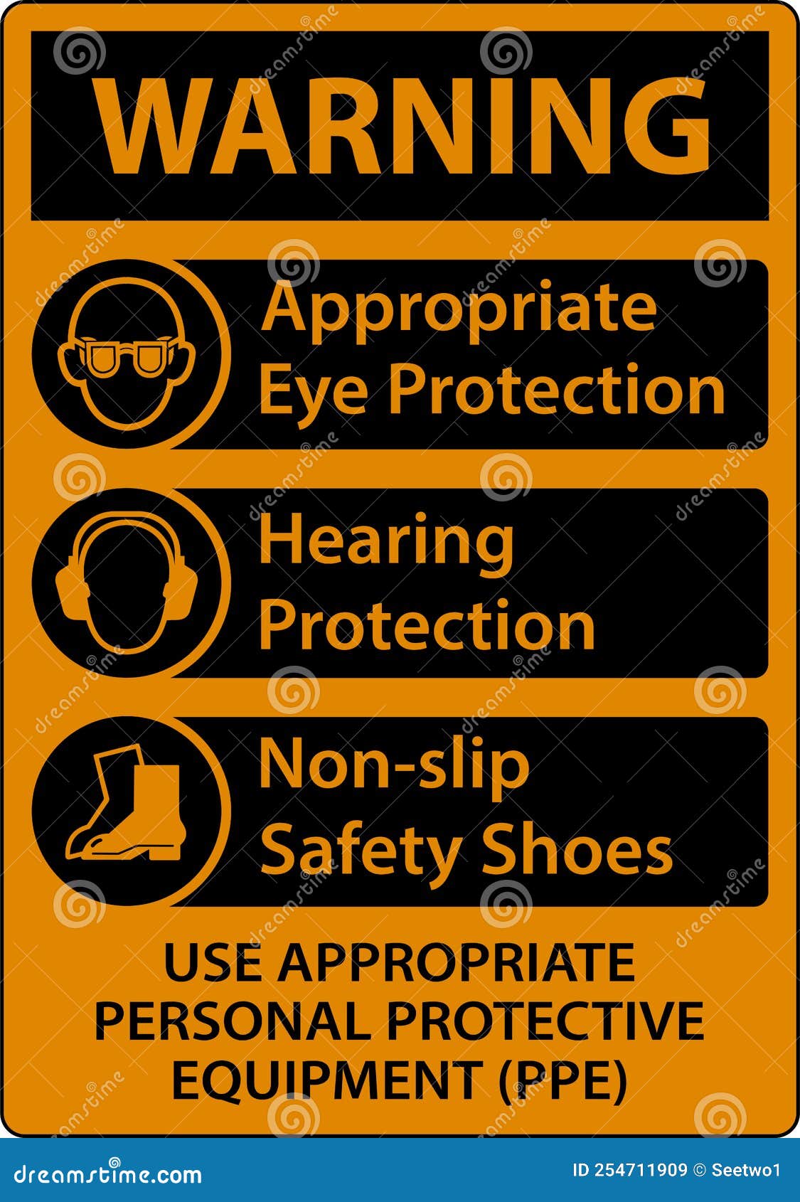 Warning Use Appropriate PPE Sign on White Background Stock Vector ...