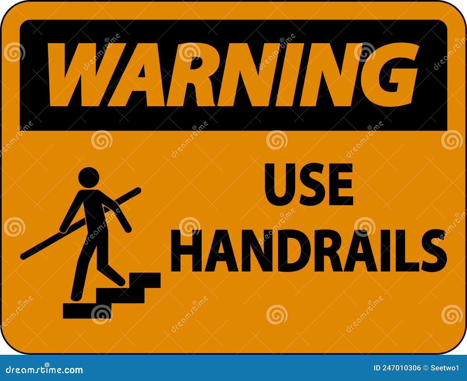 Warning Use Handrail Sign on White Background Stock Vector ...
