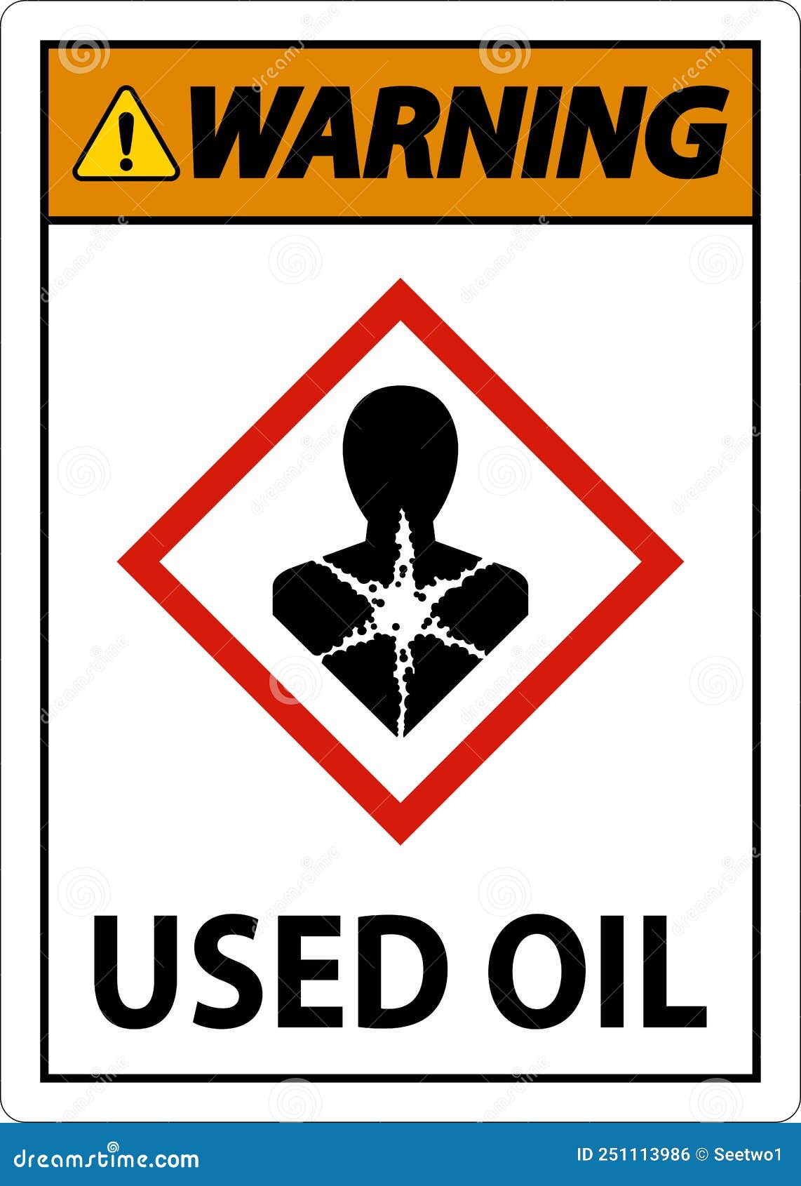Warning Used Oil Sign on White Background Stock Vector - Illustration ...