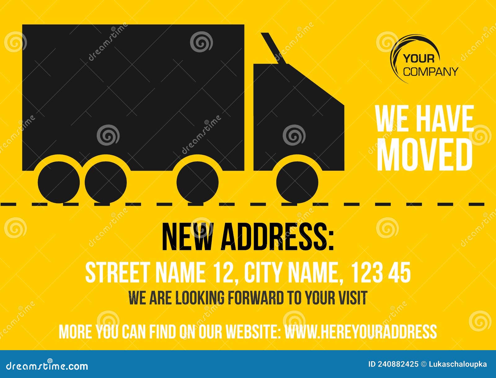 Warning Vector Sign we Have Moved To New Address. Black and White Text ...