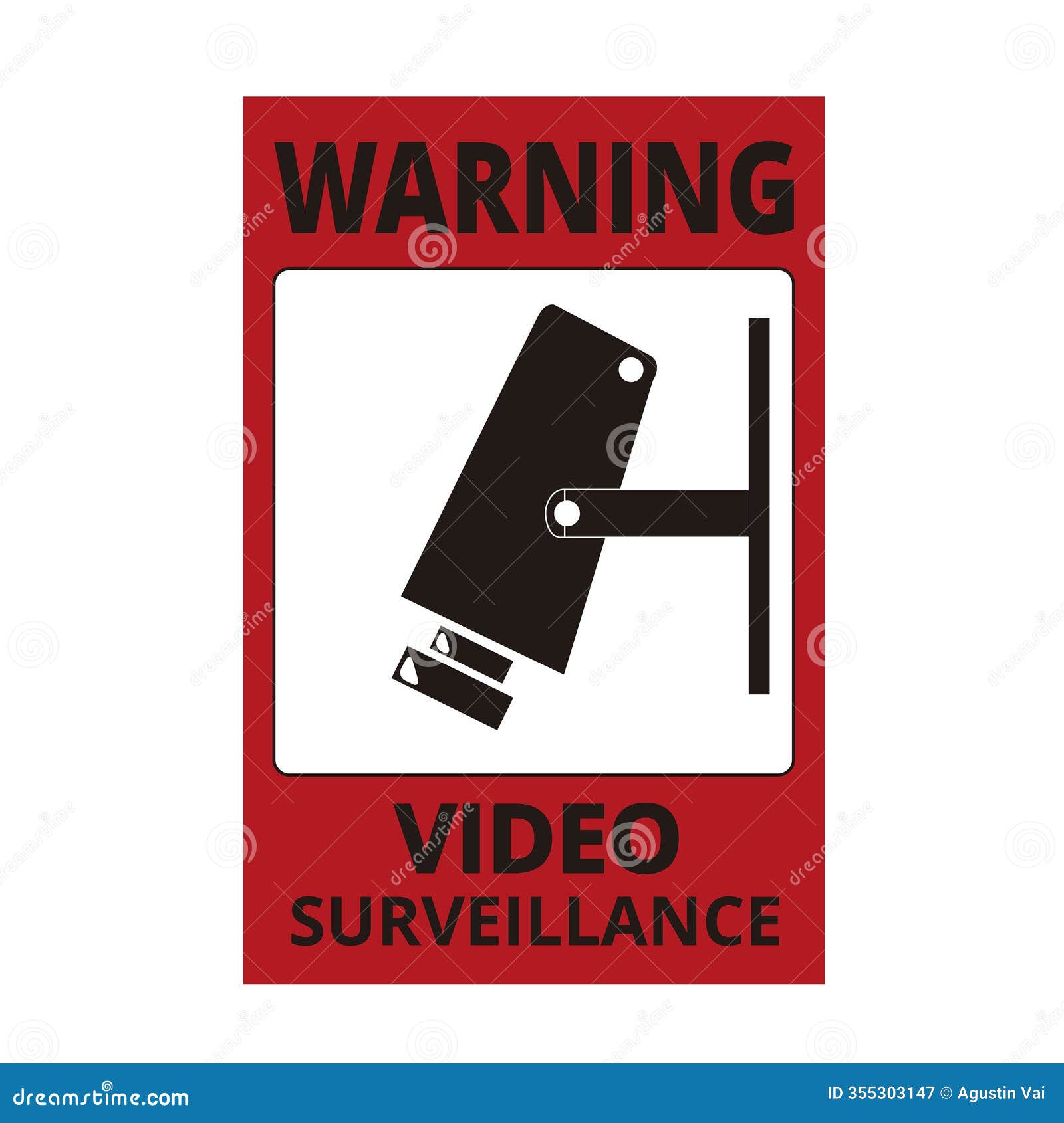 Warning Video Surveillance Banner on a White Background Stock Vector ...