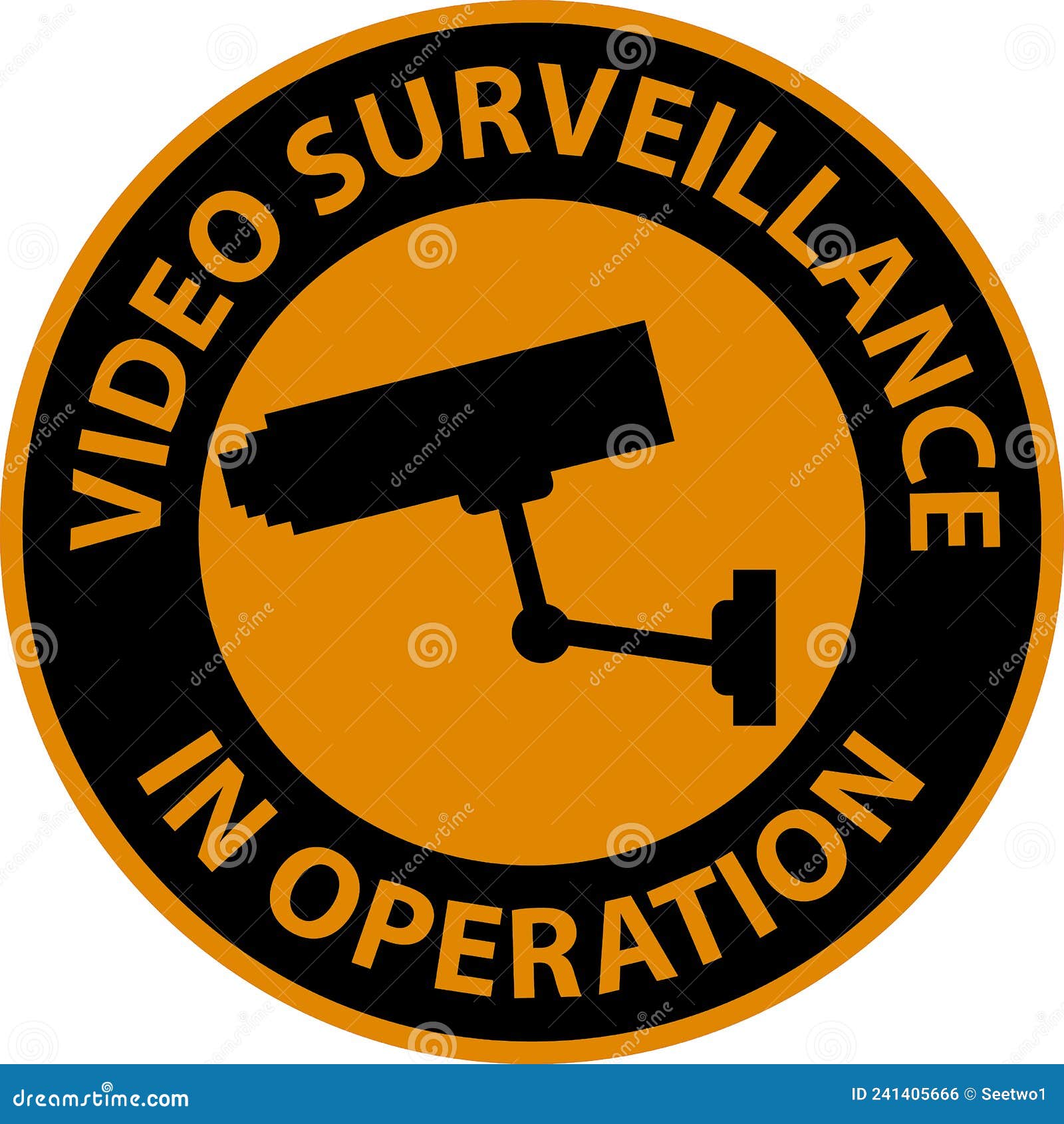 Warning Video Surveillance in Operation Sign White Background Stock ...