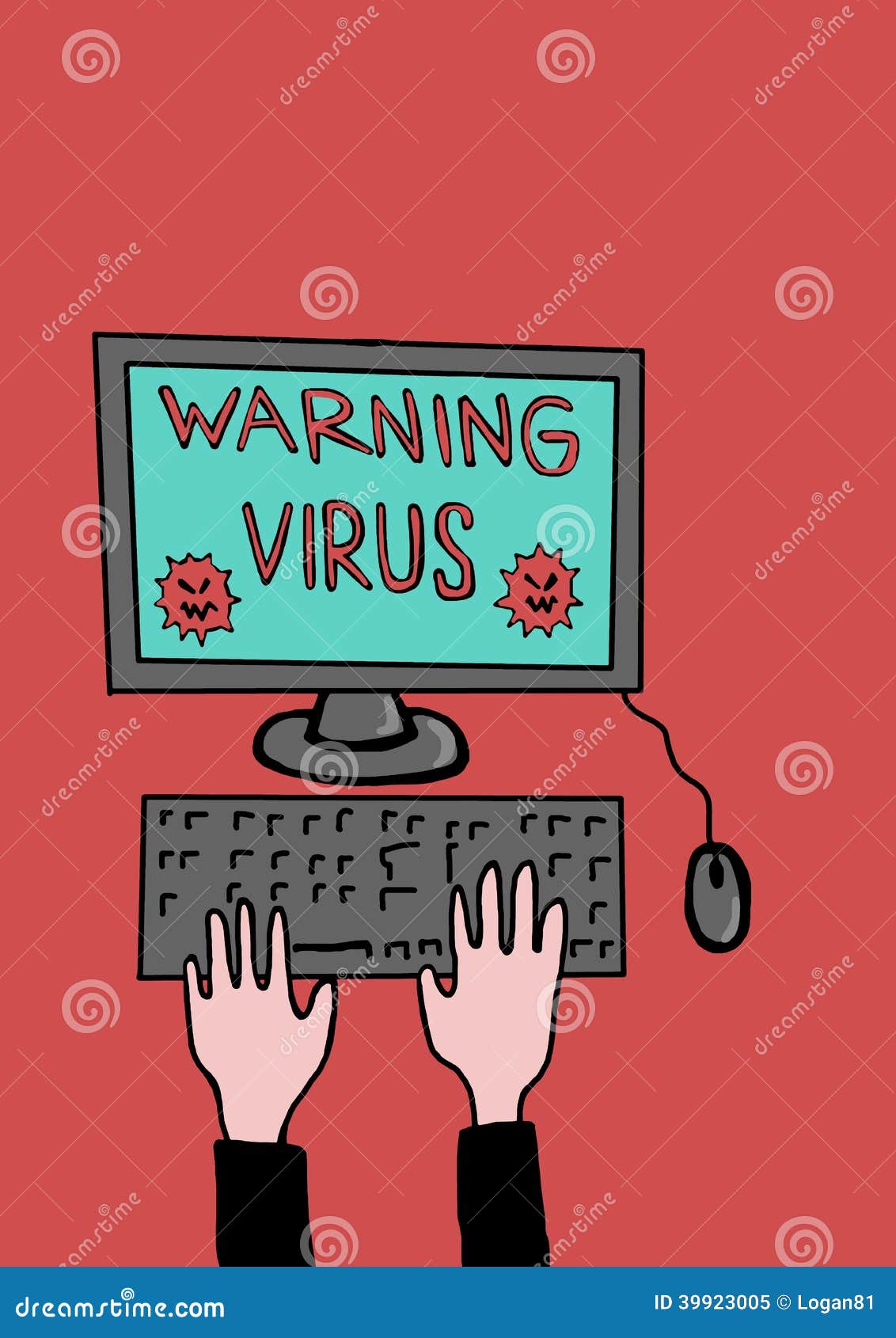 Warning virus stock illustration. Illustration of drawing - 39923005