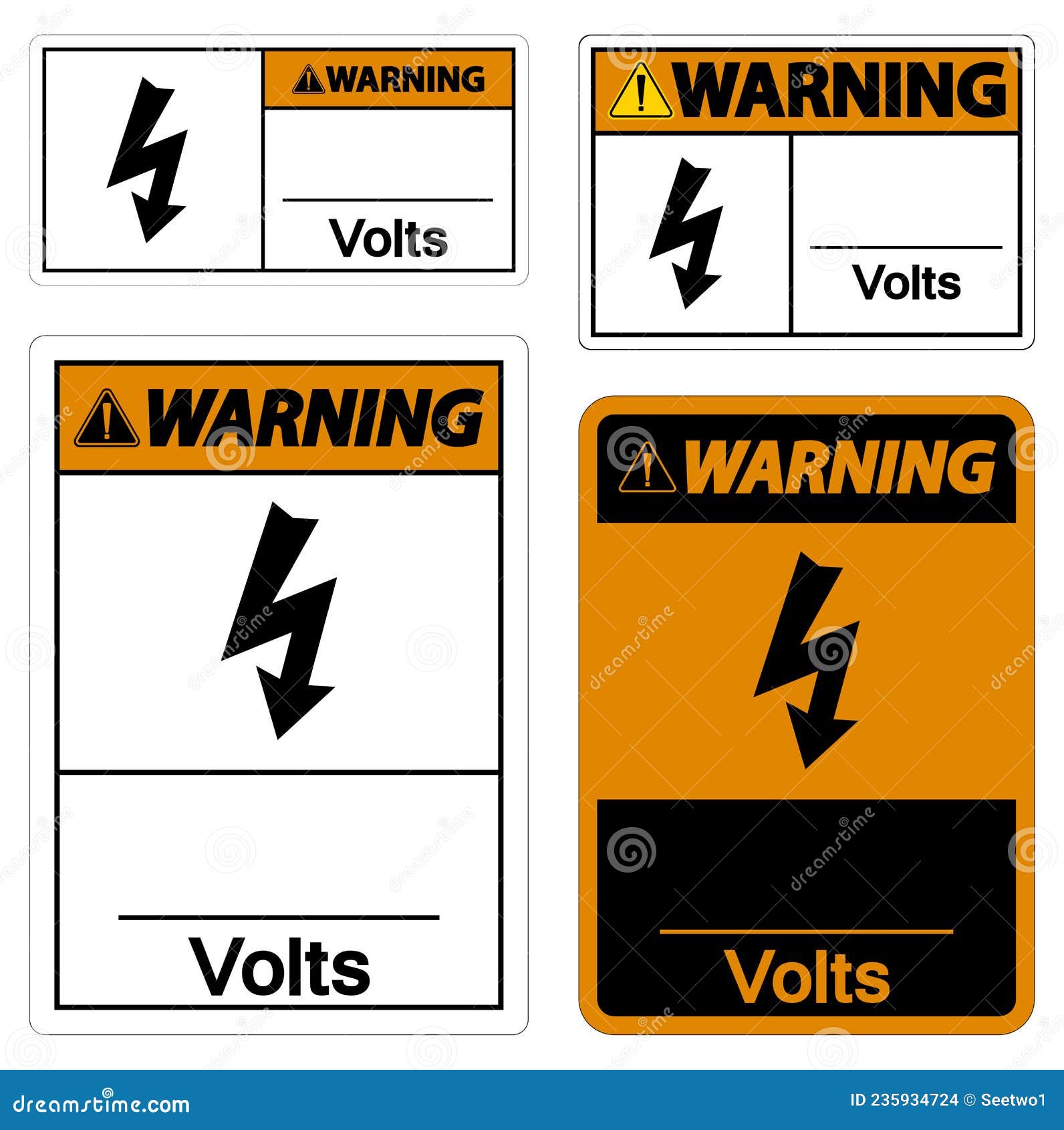 Warning Volts Symbol Sign on White Background Stock Vector ...