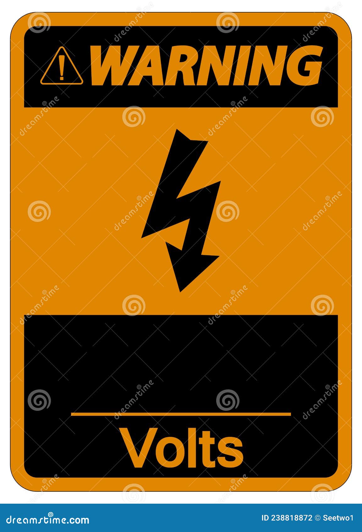 Warning Volts Symbol Sign on White Background Stock Vector ...