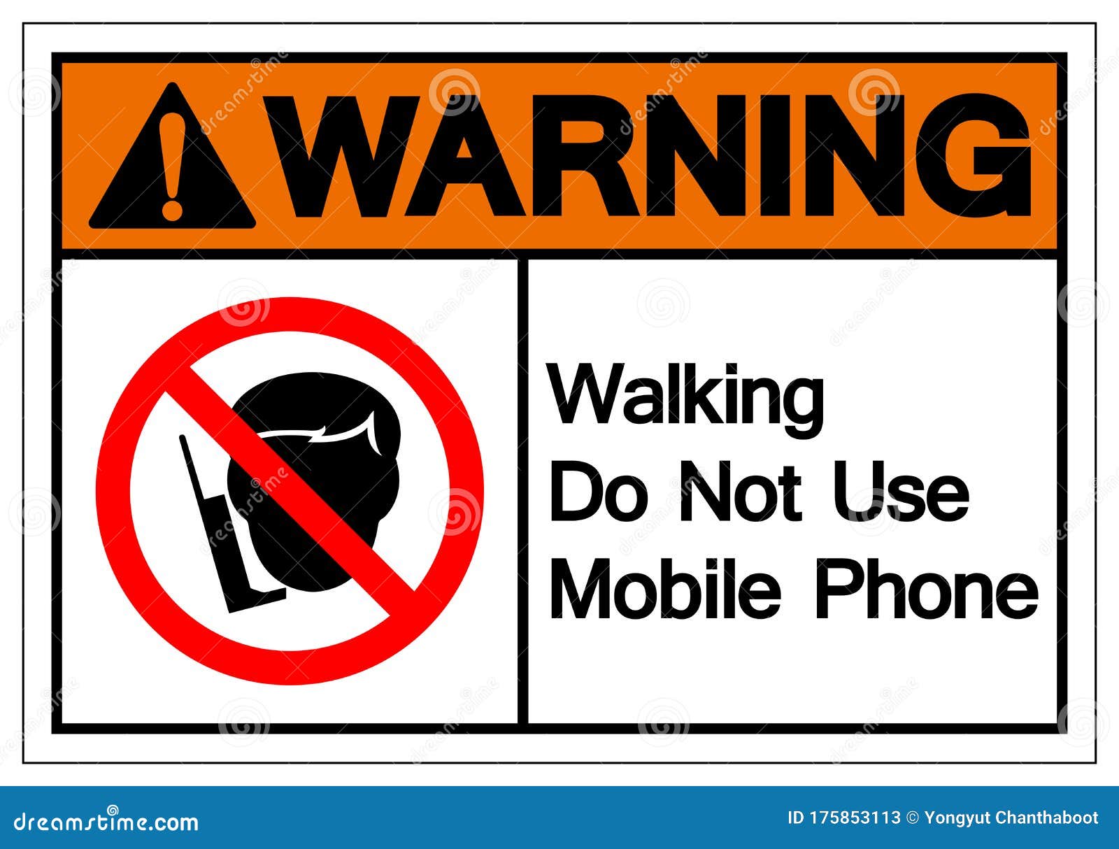Warning Walking Do Not Use Mobile Phone Symbol Sign, Vector ...