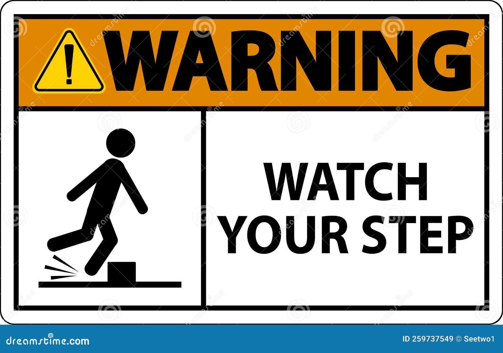 Warning Watch Your Step Sign on White Background Stock Vector ...