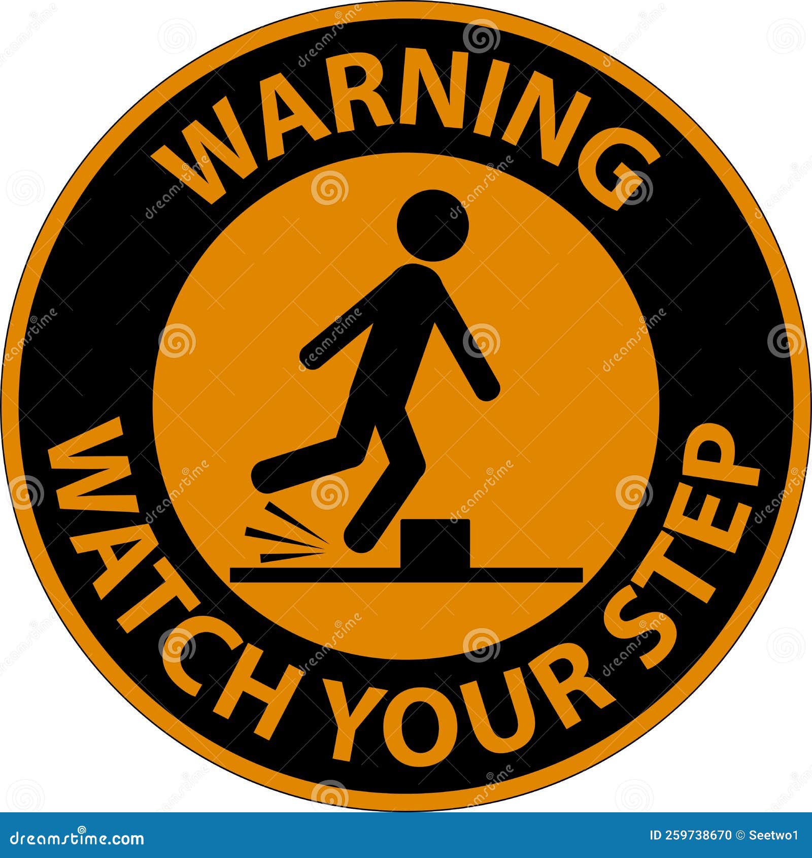 Warning Watch Your Step Sign on White Background Stock Vector ...