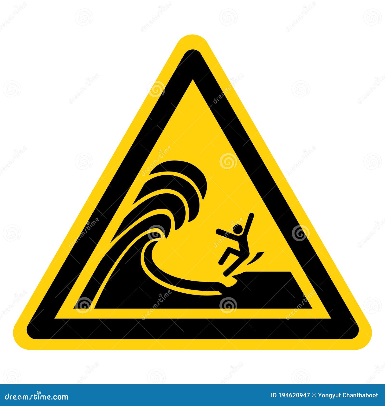 Warning Waves Break On Ledge Stand Back Symbol Sign, Vector ...