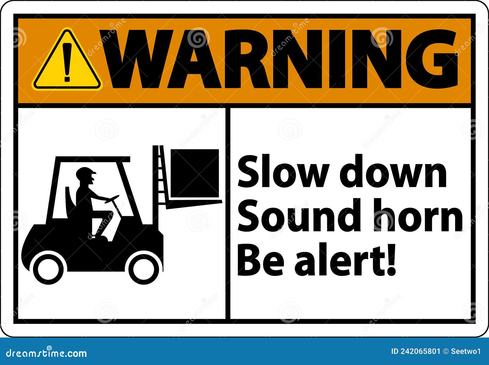 Warning 2-Way Slow Down Sound Horn Sign on White Background Stock ...